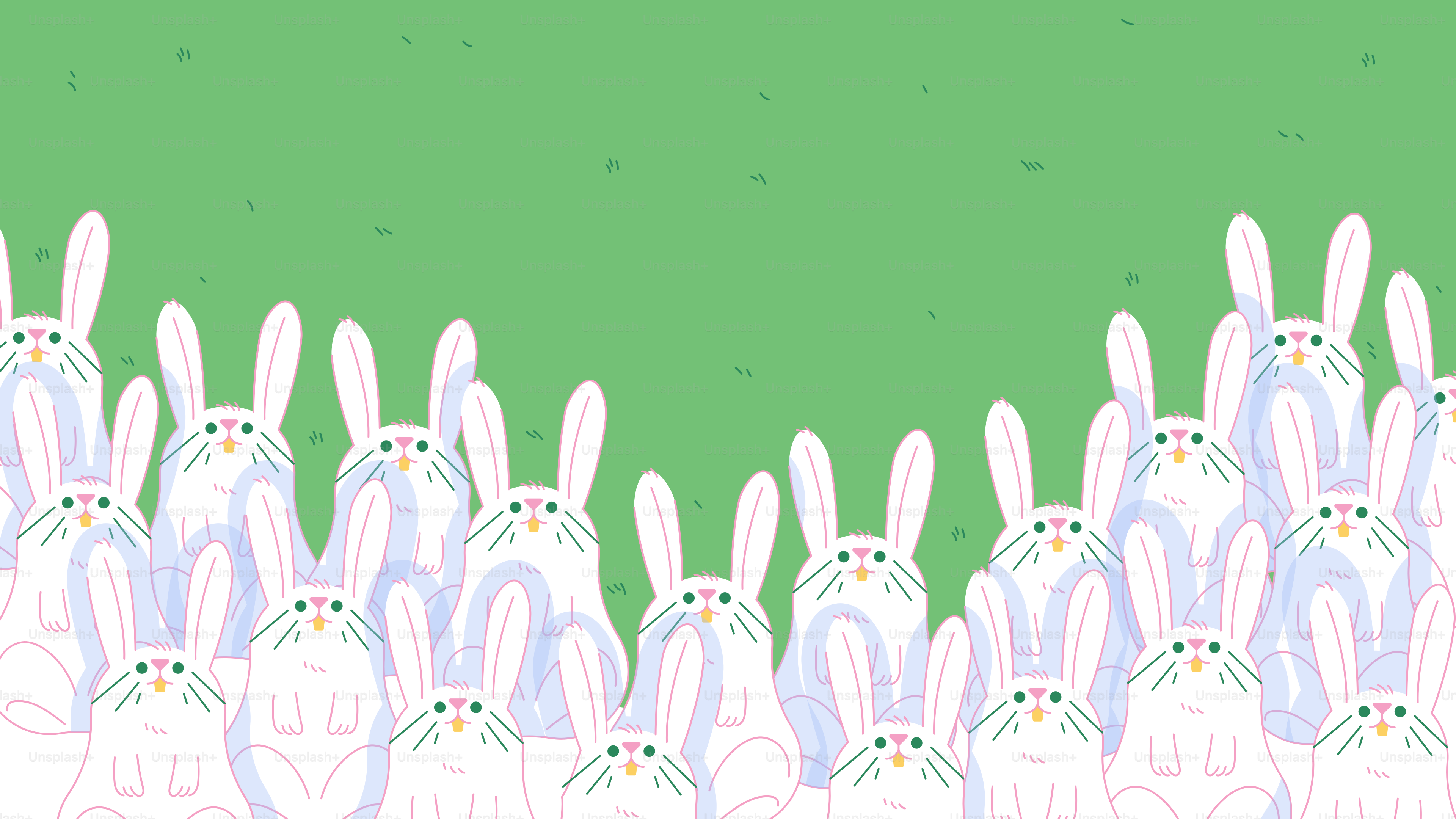 A group of white rabbits standing next to each other vector ...