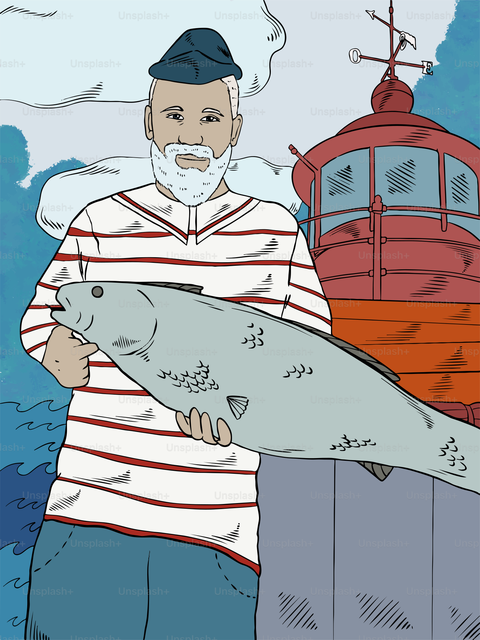 A man holding a fish in front of a train vector – Sea Image on Unsplash