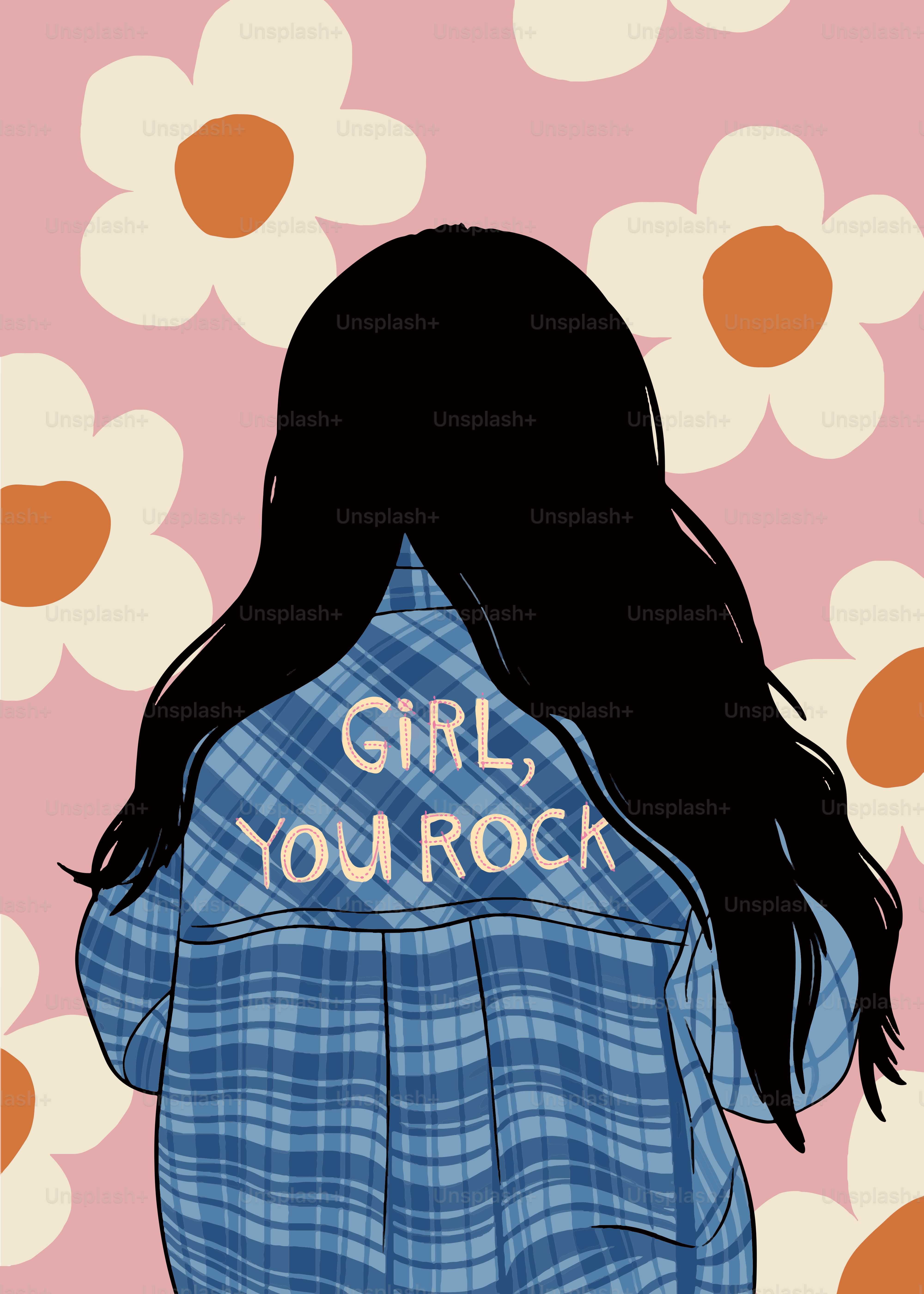 The back of a woman's shirt that says girl, you rock vector – Art Image ...