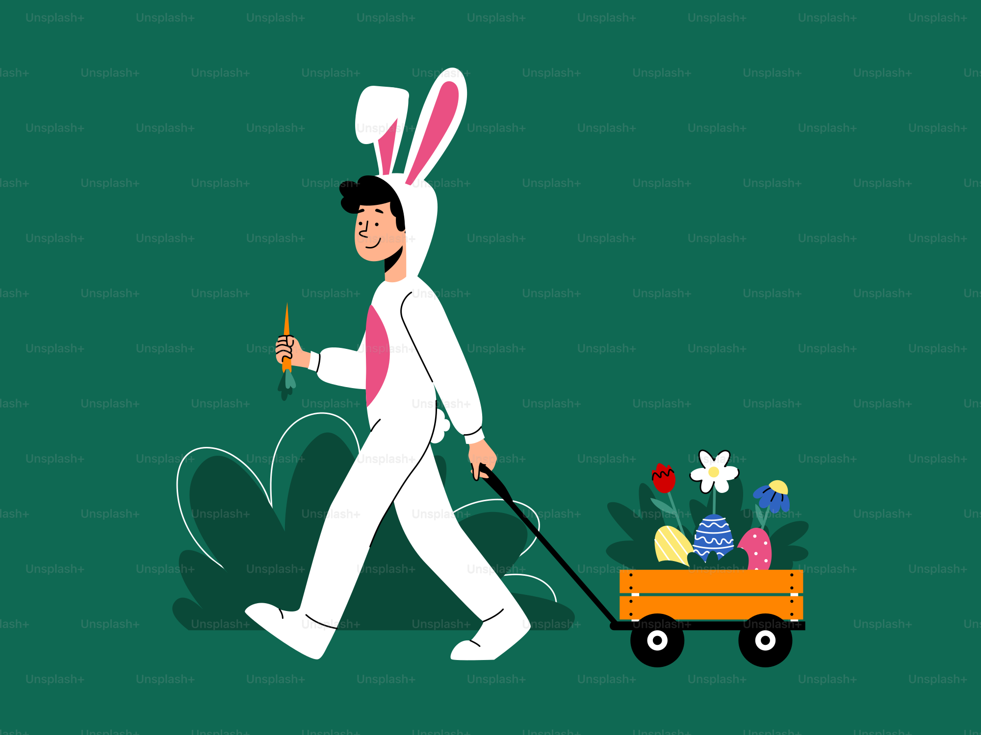 A rabbit sitting under a tree in the grass vector – Spring Image on ...