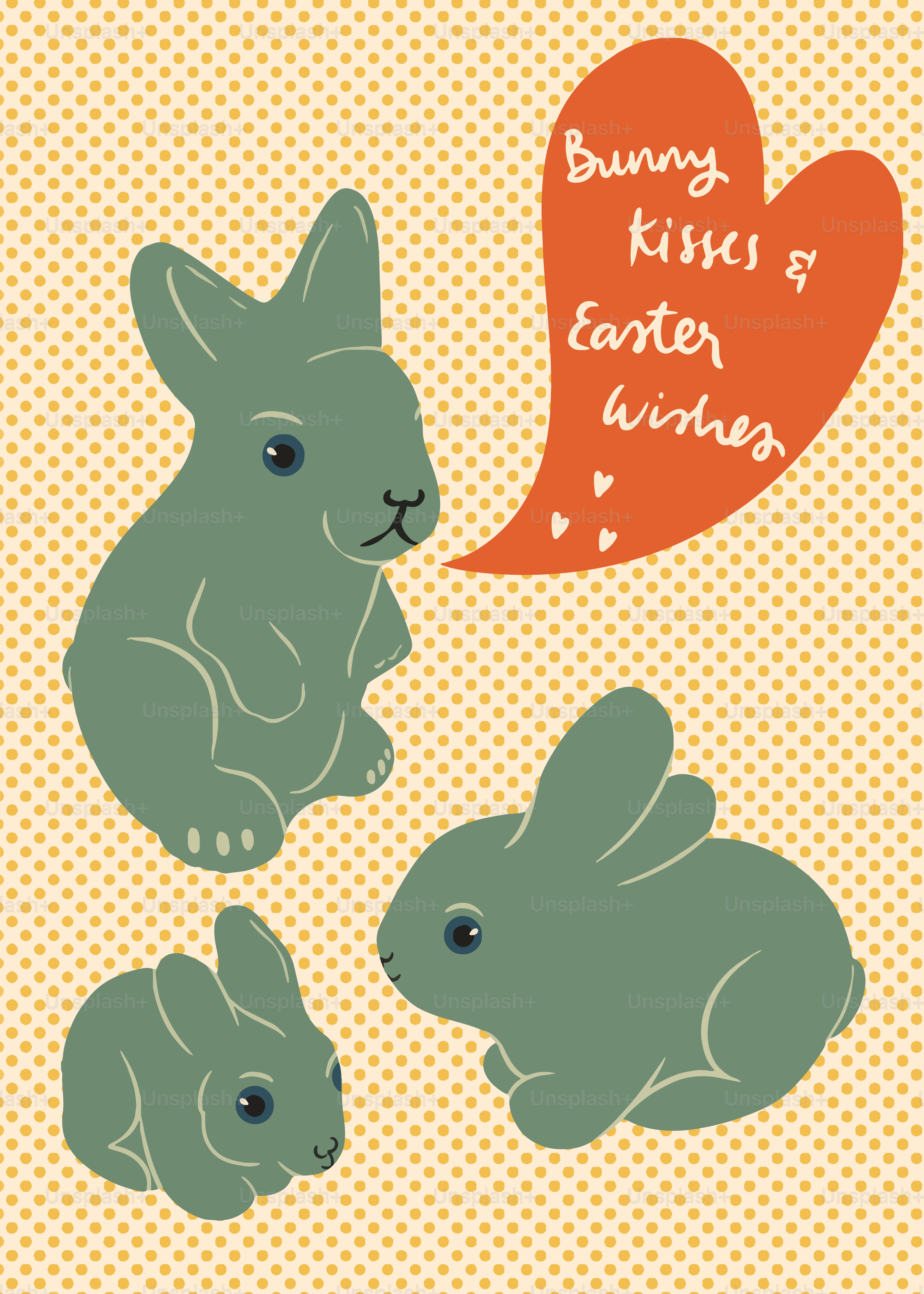 A card with three rabbits and a speech bubble vector – Art Image on ...