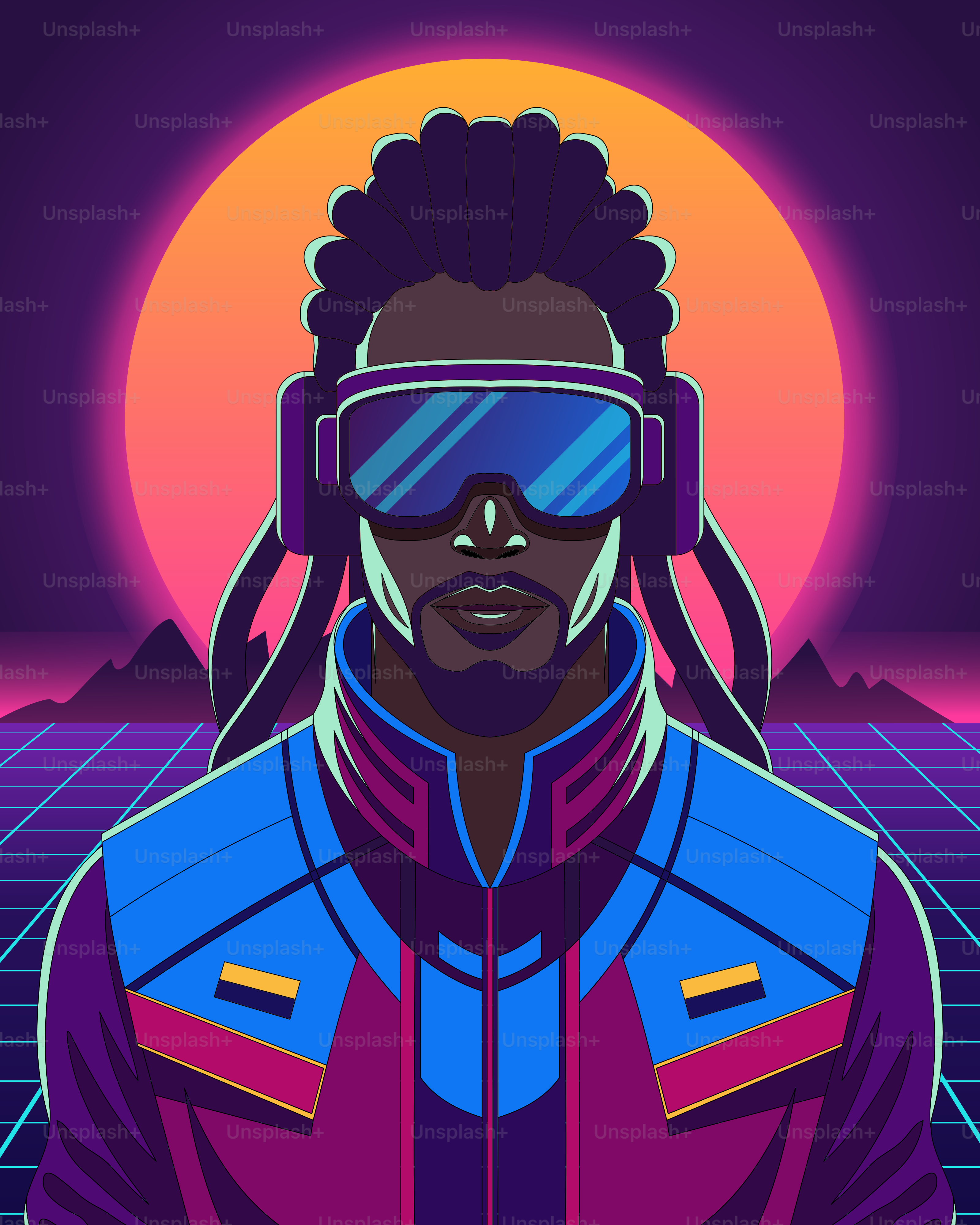 Vektor Robot ungu berdiri di depan langit ungu – Gambar Teknologi di Unsplash