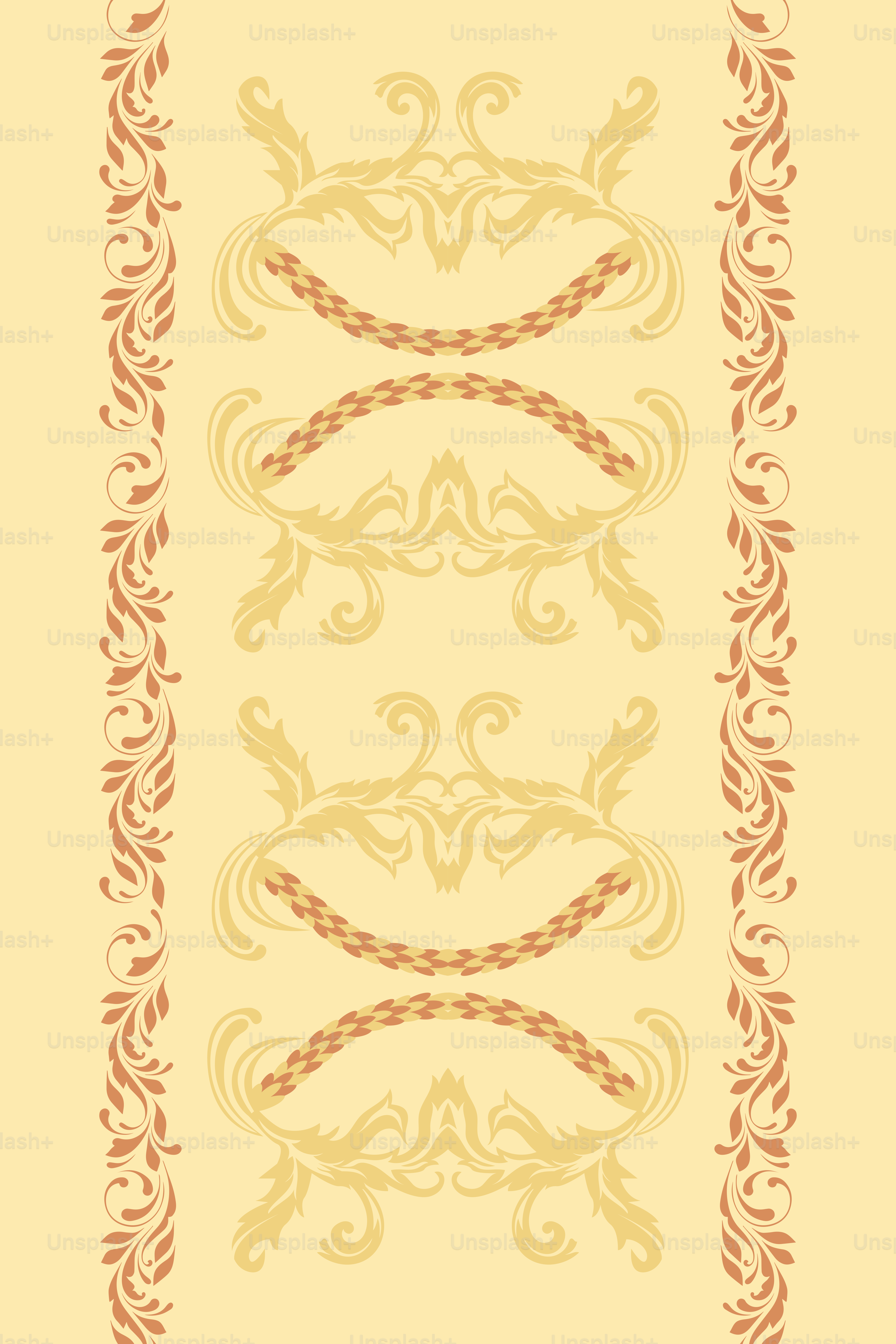 Ein gelber Hintergrund mit einem kunstvollen Design darauf Vektor ...