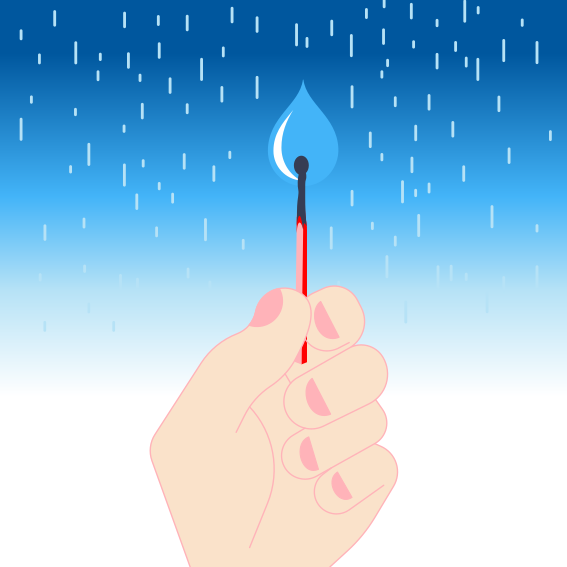 Vektor Tangan memegang korek api yang menyala di tengah hujan – Gambar ...