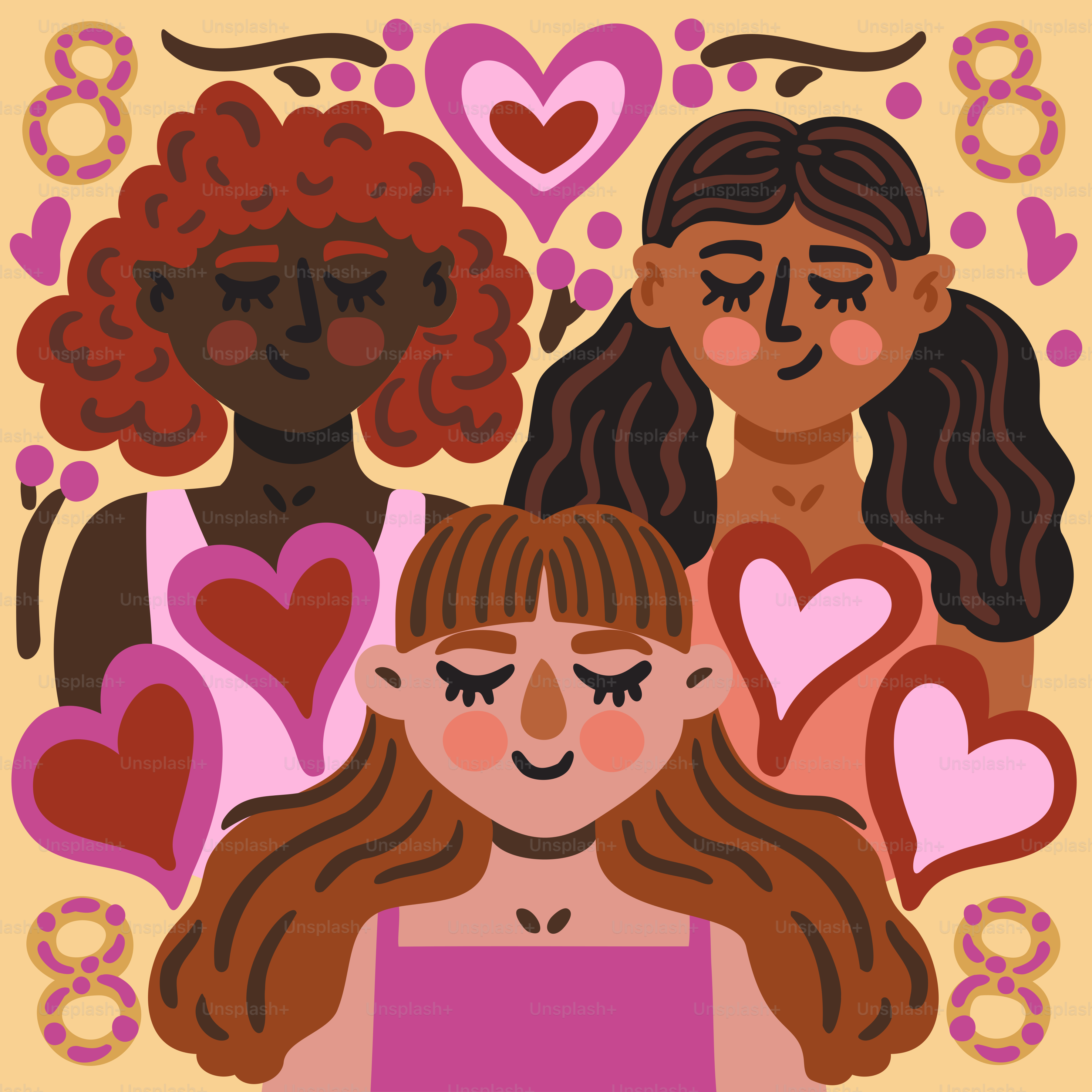 A group of women standing next to each other vector – Cute characters ...