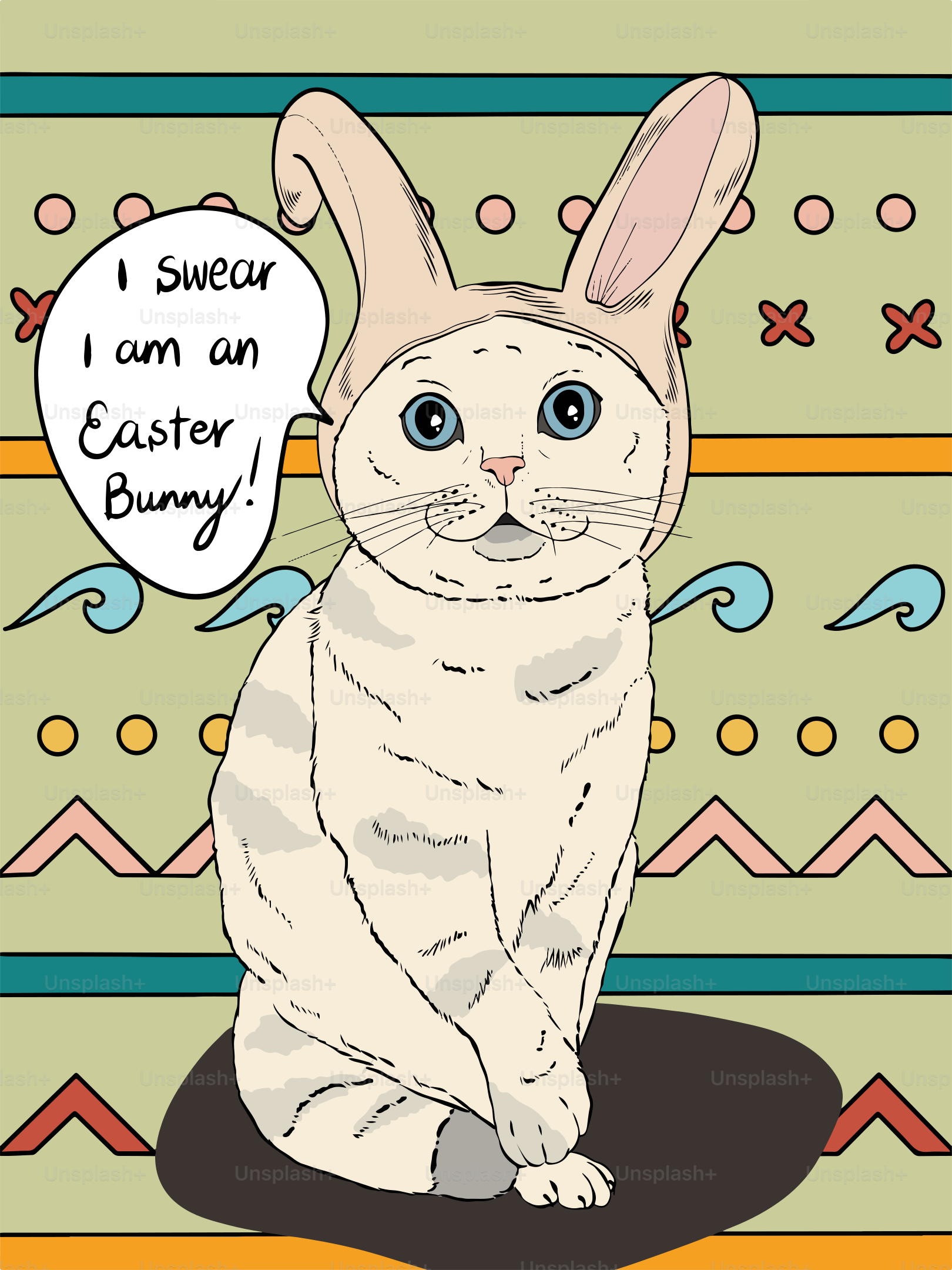 Un dessin d’un chat avec une bulle de pensée vectoriel – Image de ...