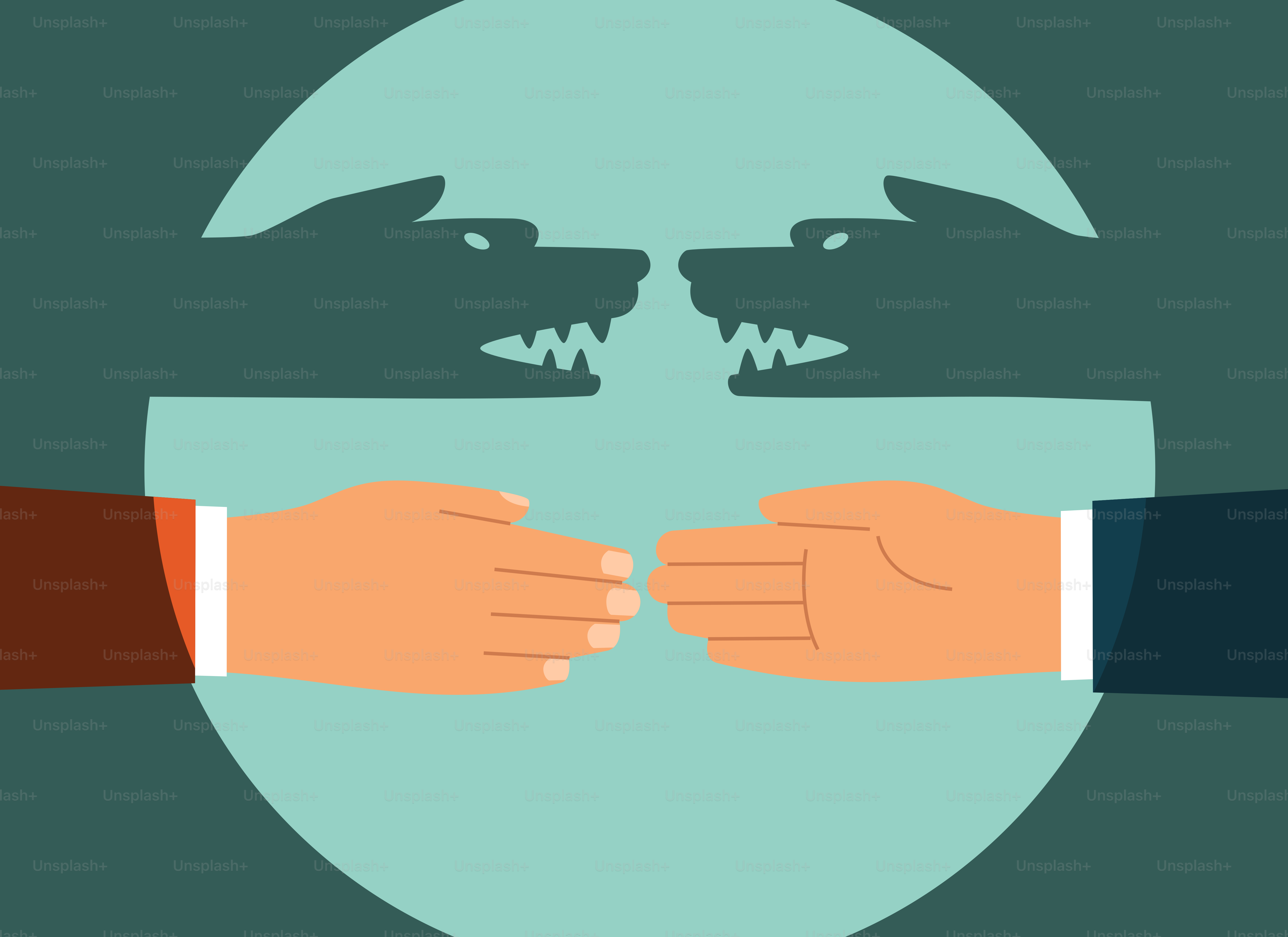 Unstable agreement: hands shaking with hidden conflict. vector – Mental ...