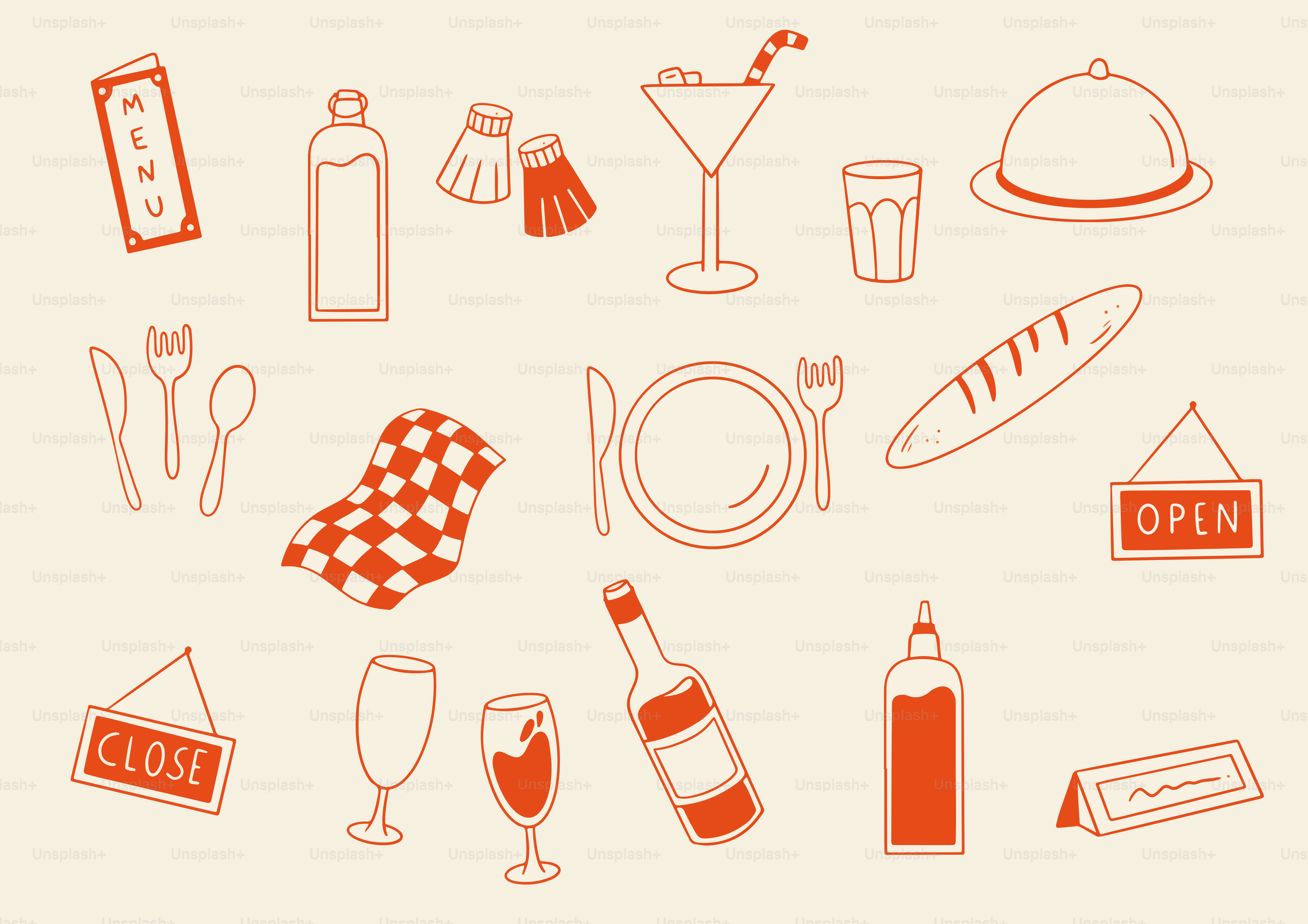 Iconos de restaurantes, perfectos para menús y diseños. vector – Imagen ...