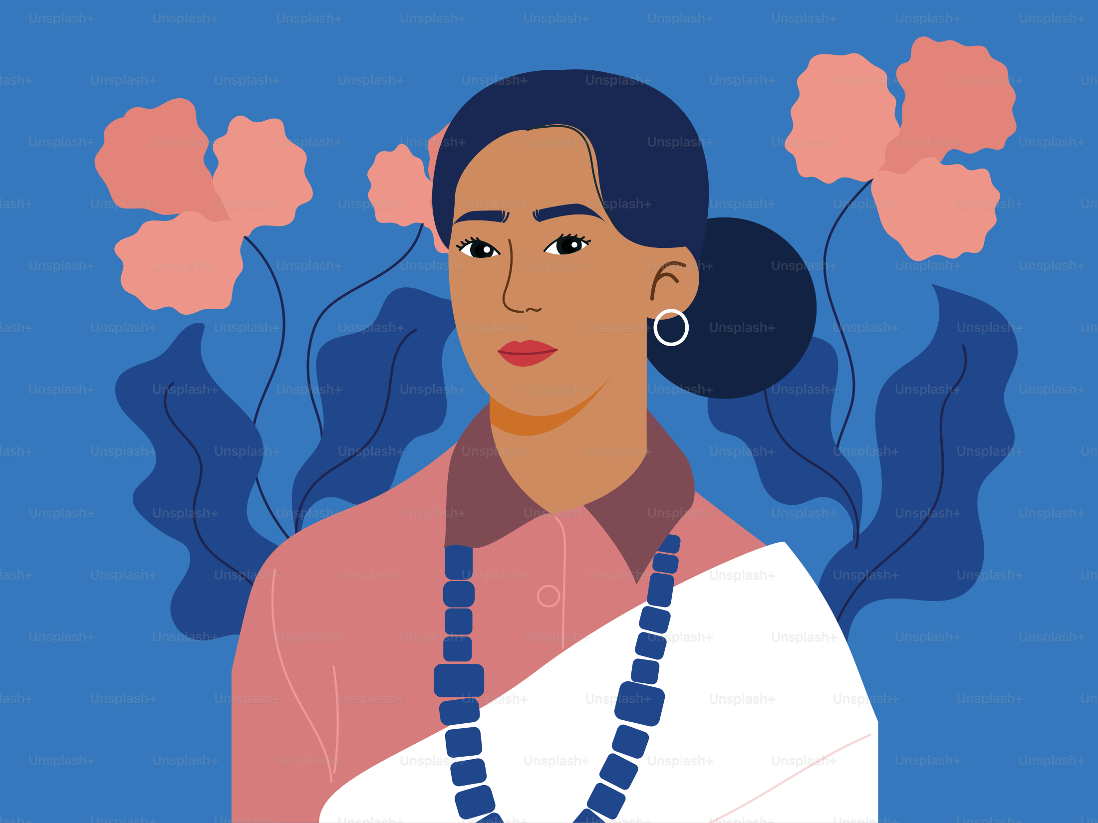 A woman poses in front of abstract flowers. vector – Woman Image on ...