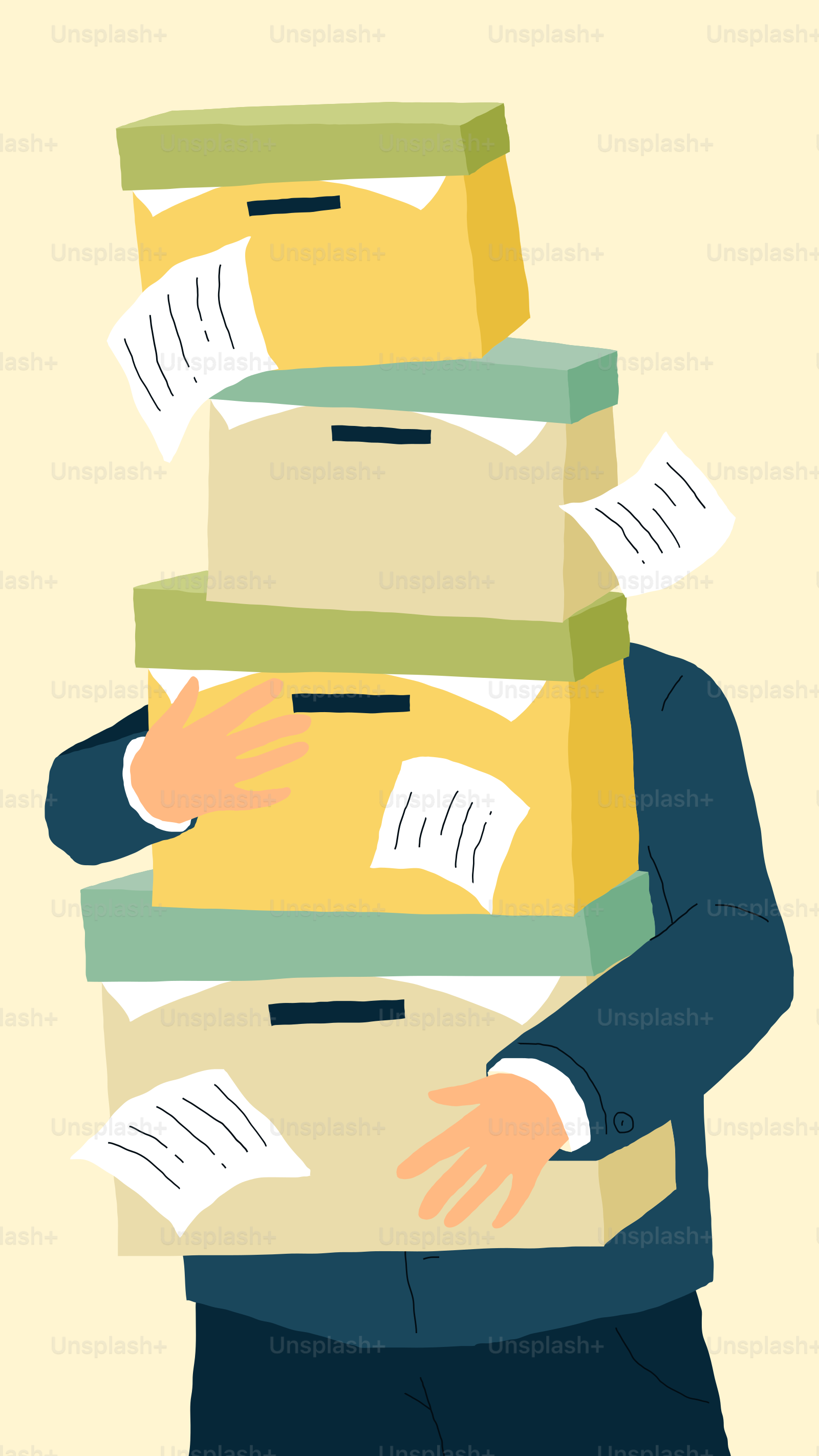 Vektor Seseorang membawa tumpukan kotak yang genting. – Gambar ...
