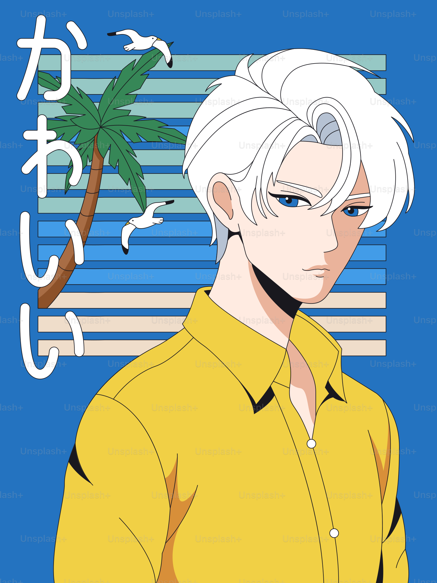 Anime-style space woman with a planetary background. vector – Anime ...