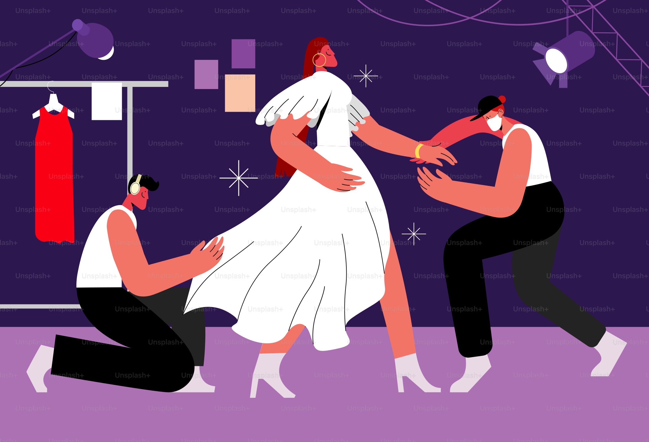 Una mujer modela un vestido con ayuda. vector – Imagen de Moda en Unsplash