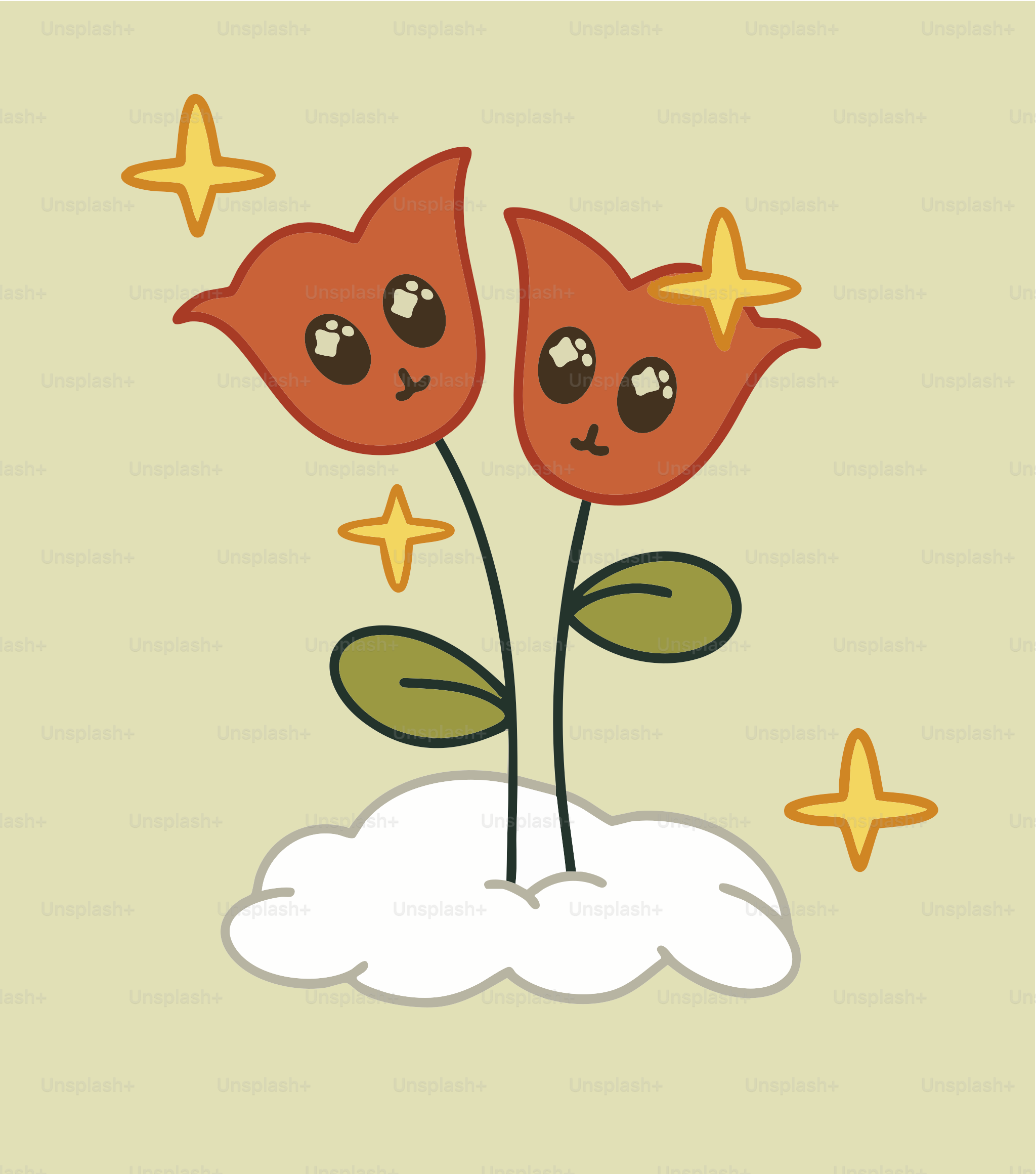 Cute cartoon flowers with sparkling stars. vector – Flower Image on ...