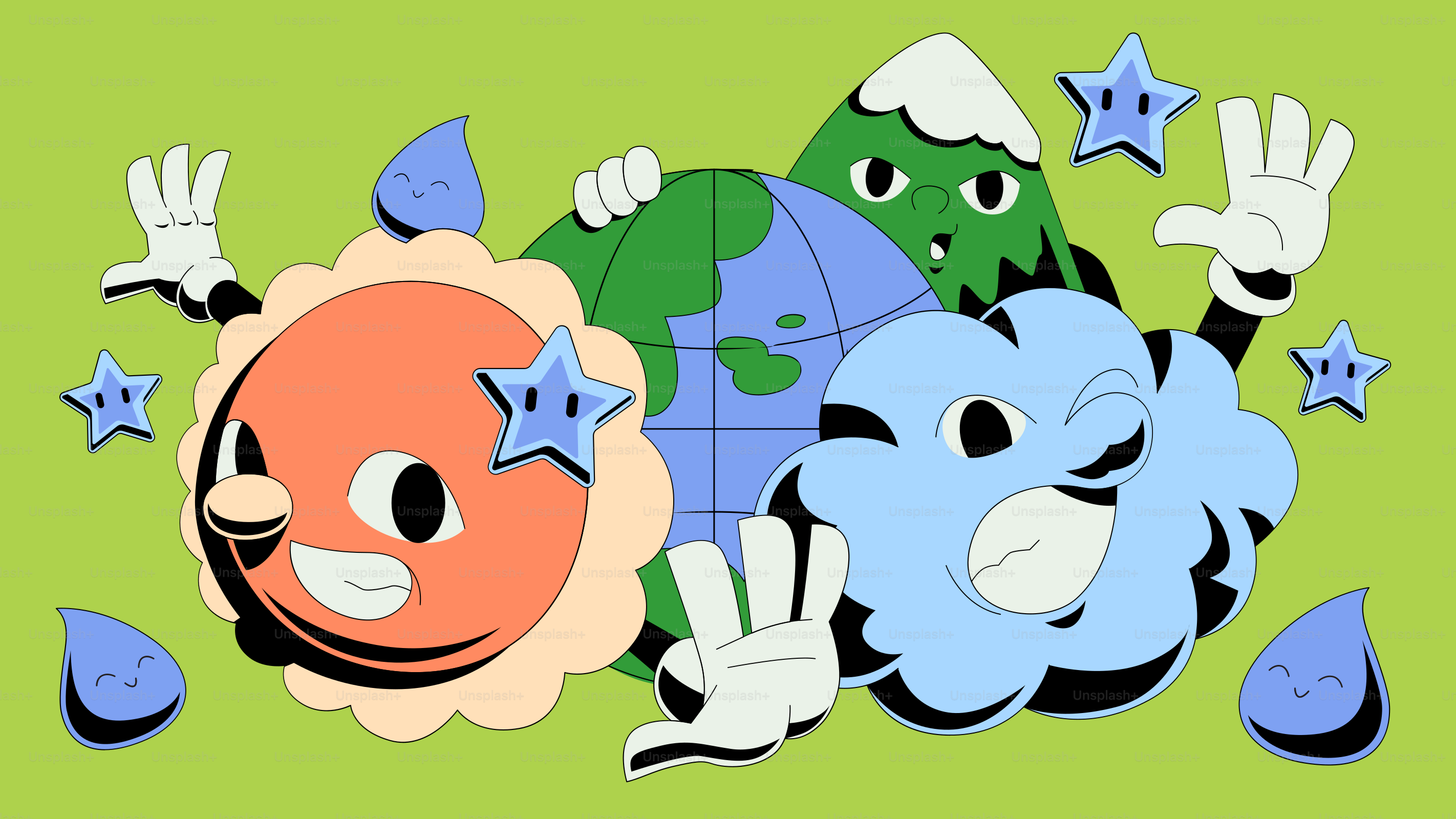 Se representa el planeta tierra y sus elementos. vector – Imagen de ...