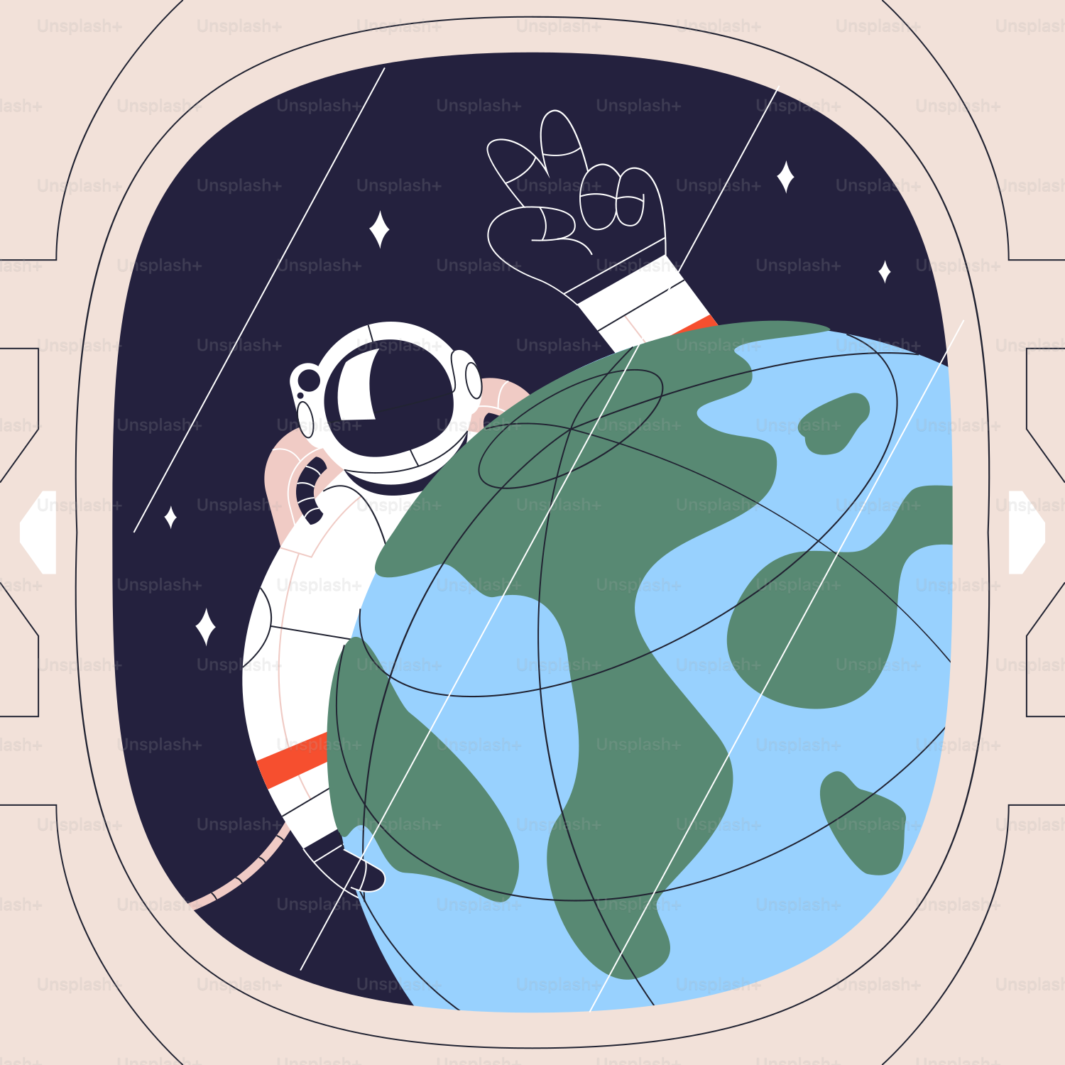 An astronaut gives a peace sign over planet earth. vector – Earth Image ...