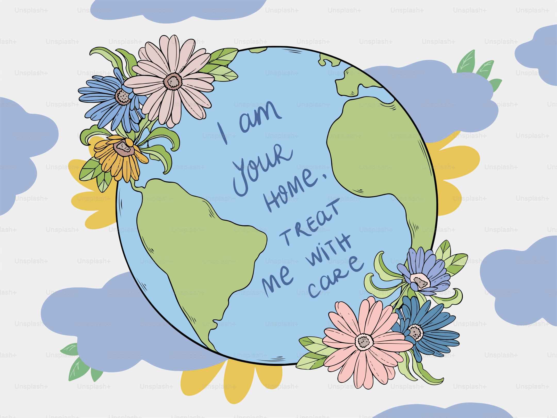 Earth is our home, so treat it with care. vector – Flowers Image on ...