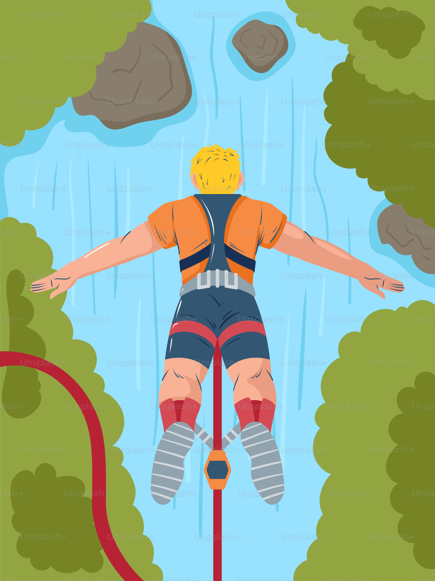 A man is bungee jumping over a waterfall. vector – Sport Image on Unsplash