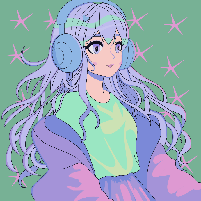 Anime girl with headphones in a pastel color scheme. vector – Woman ...