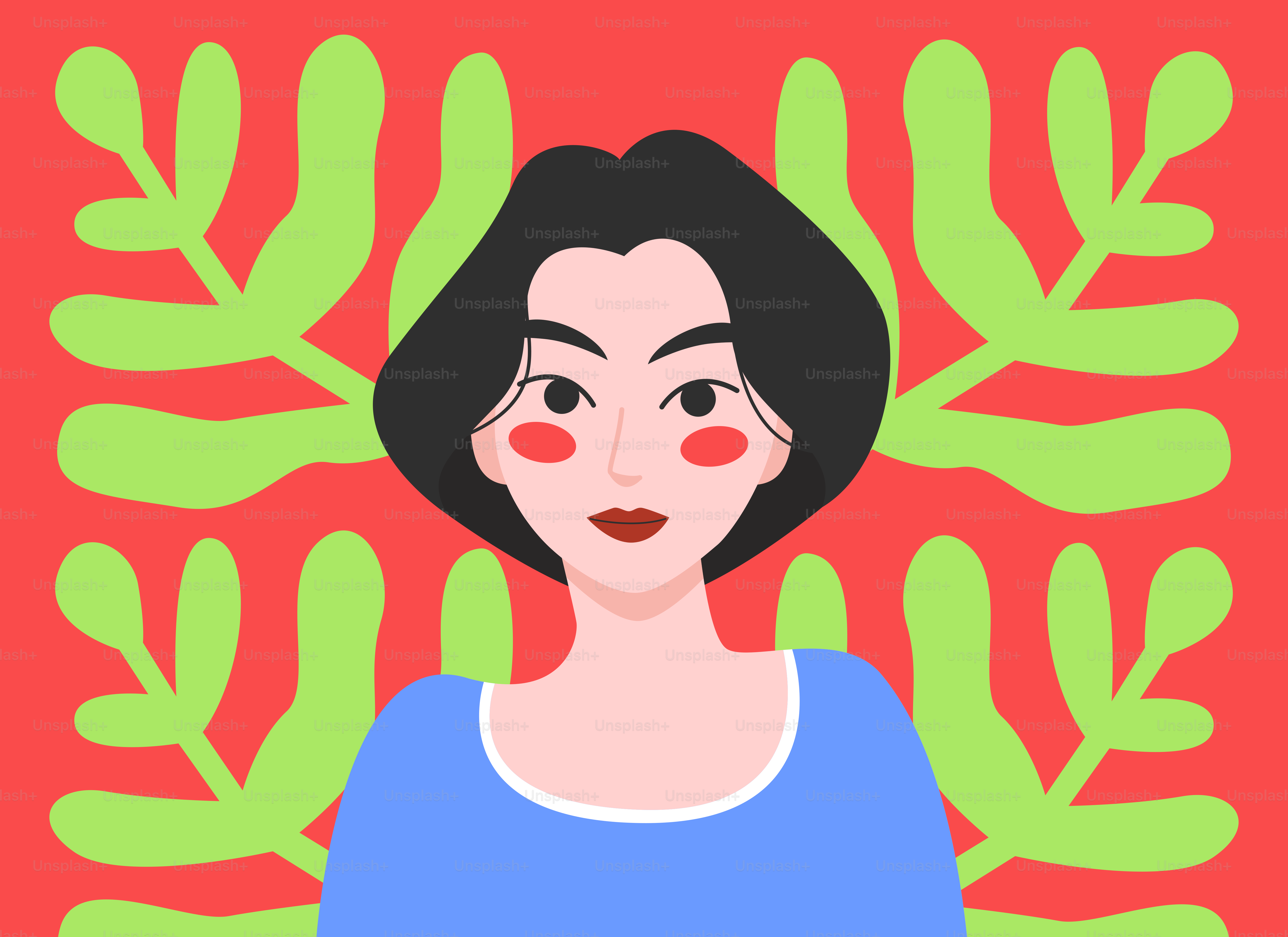 A portrait of a woman with floral background. vector – Illustration ...