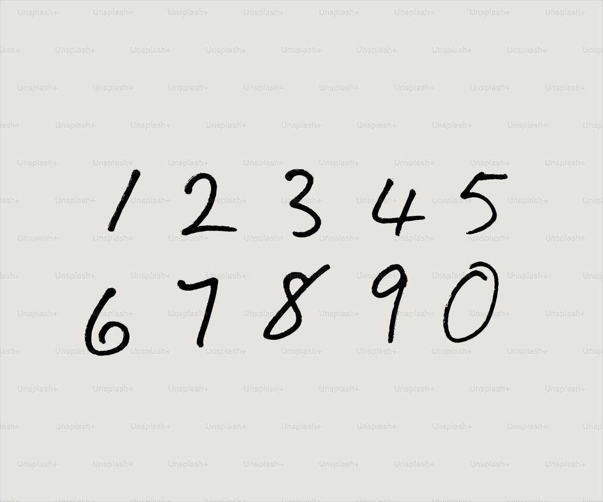 Handwritten numbers one through zero are shown. vector – Illustration ...