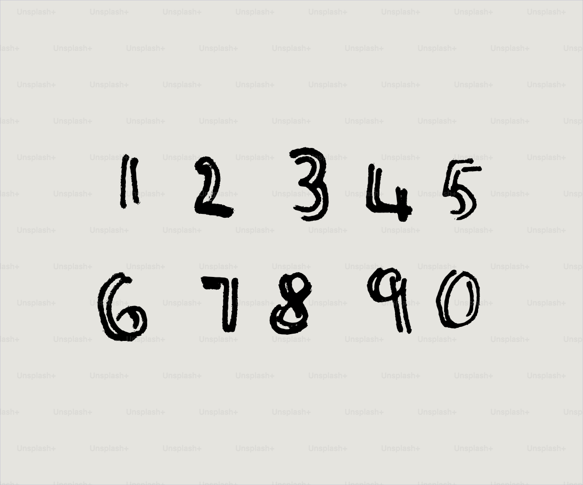 Vektor Angka yang digambar tangan satu hingga nol ditampilkan. – Gambar ...