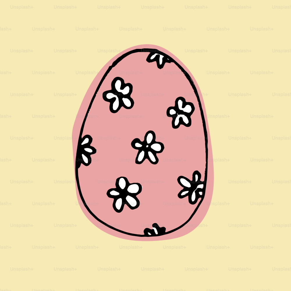 Here's a caption: a pink easter egg with flowers. vector – Illustration ...