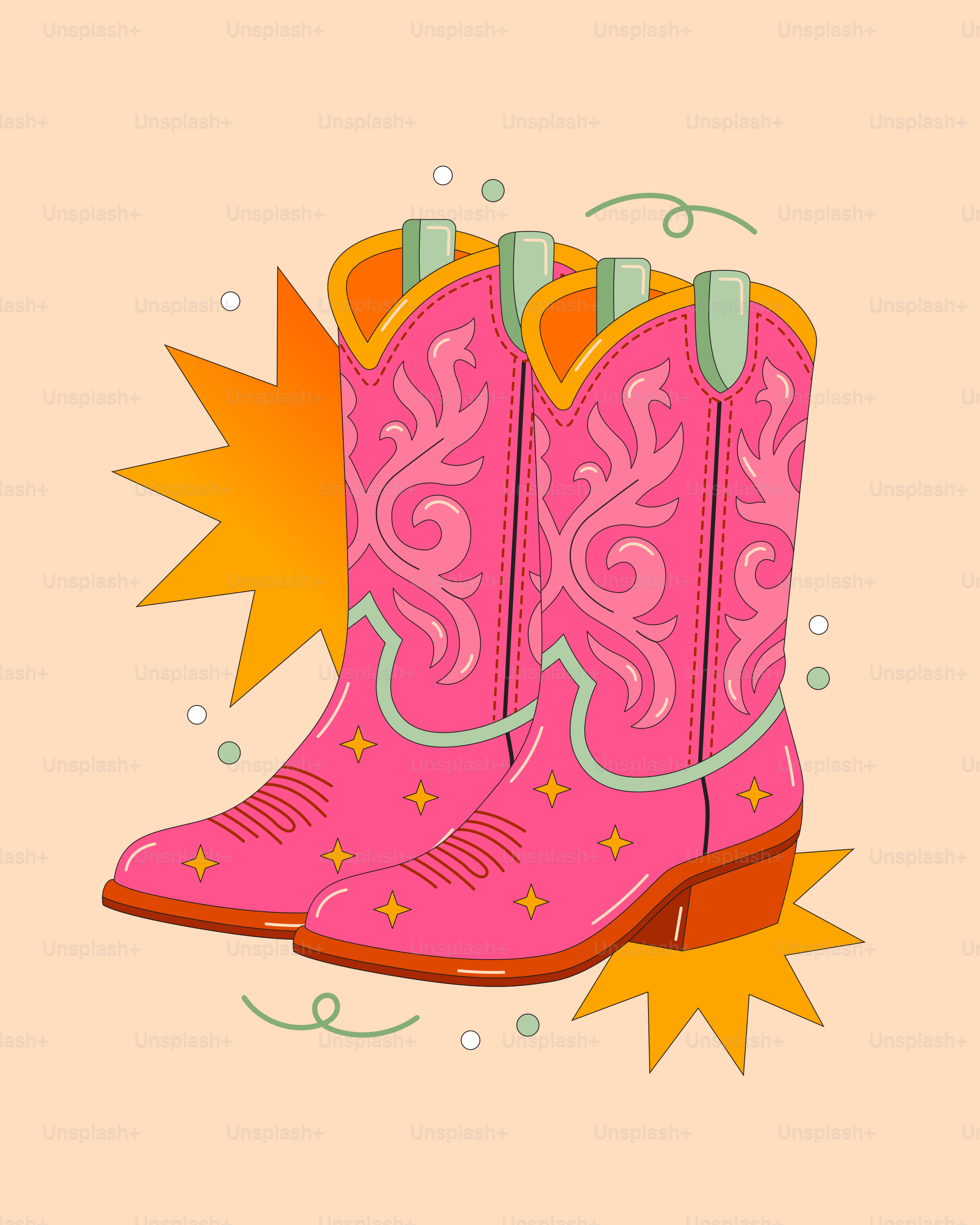Las botas vaqueras rosas están listas para la fiesta. vector – Imagen ...