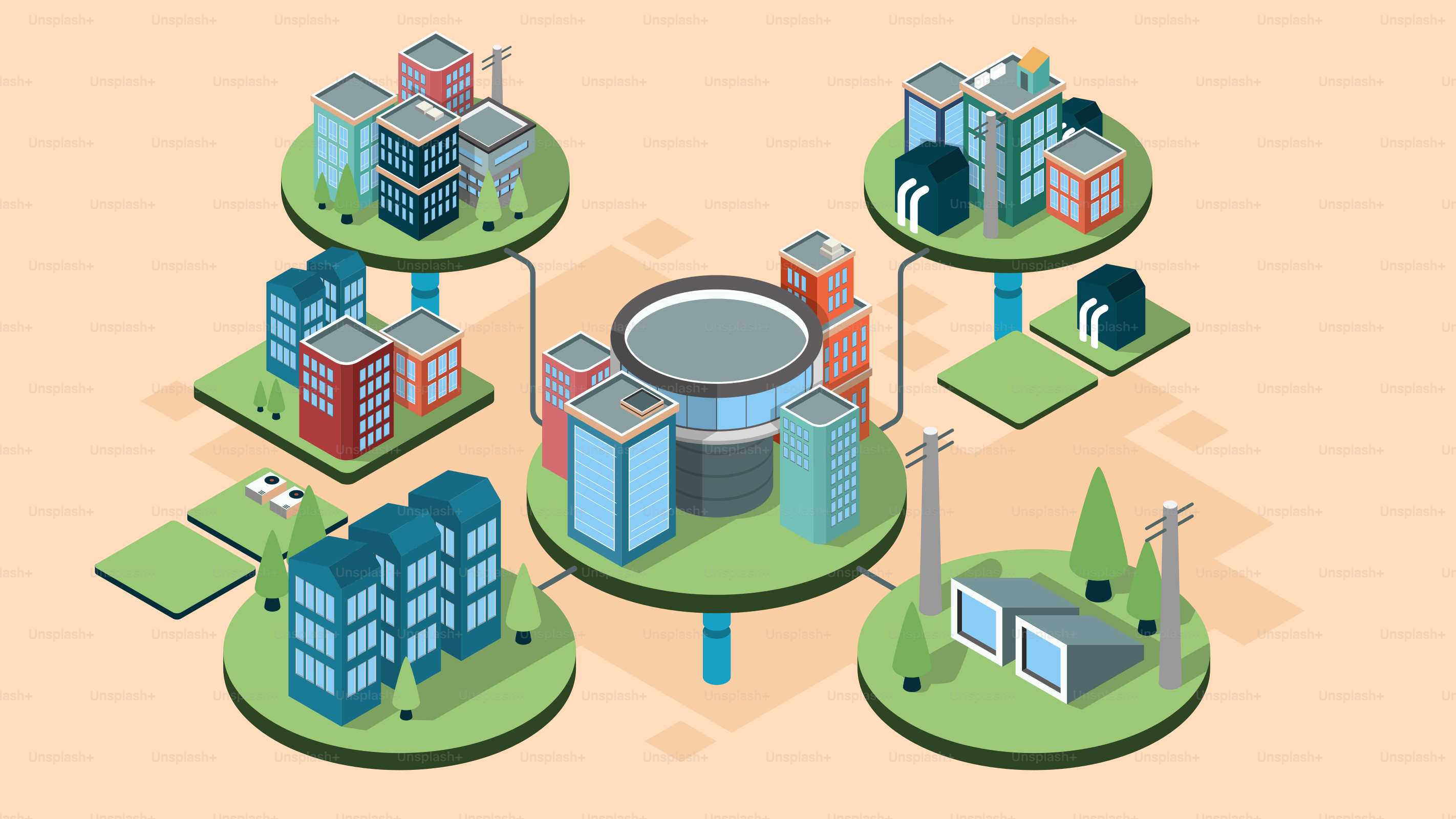 Connected buildings represent a smart city concept. vector – Illustration Image on Unsplash
