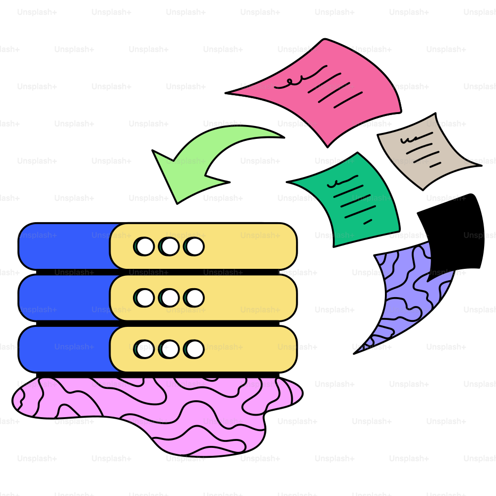 Data processing and information transfer is shown. vector ...