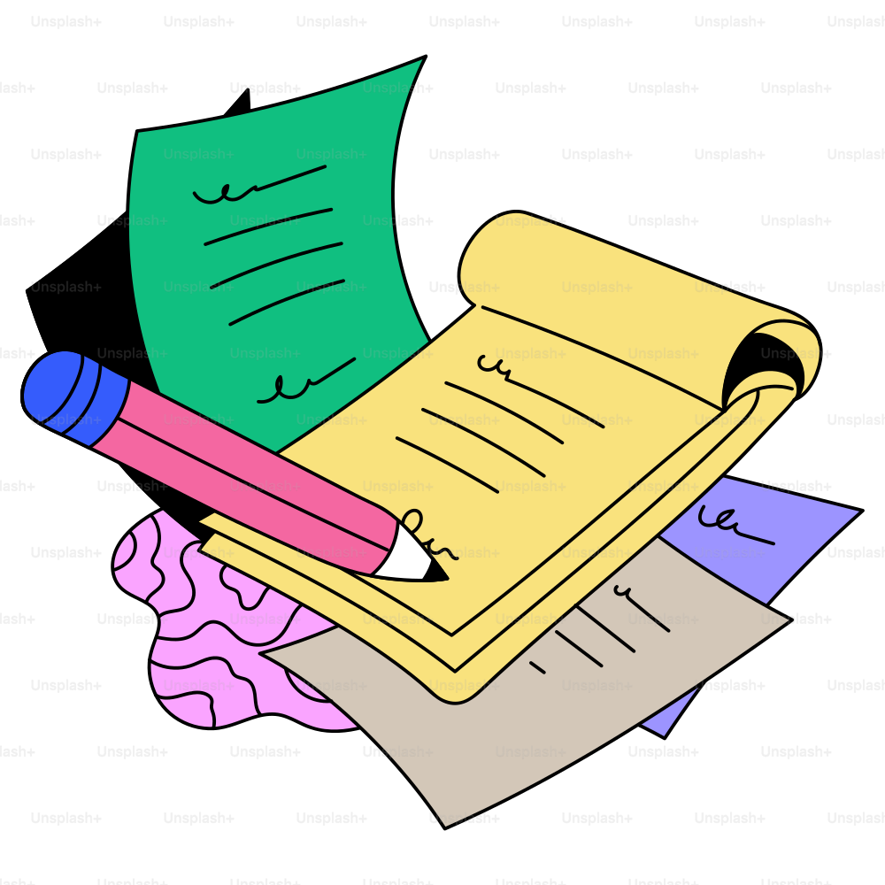 Papers and pencil ready for writing notes. vector – Illustration Image ...
