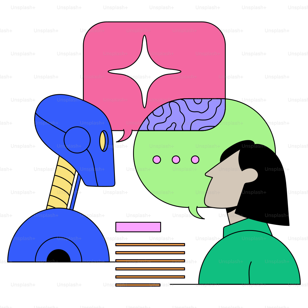 Le robot et la personne engagent une conversation. vectoriel – Image de ...