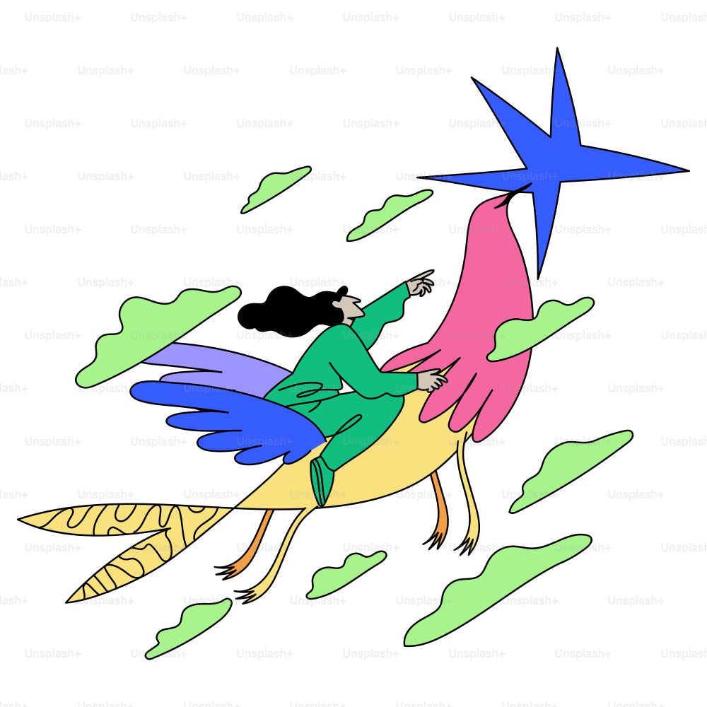 A person rides a bird to reach a star. vector – Bird Image on Unsplash