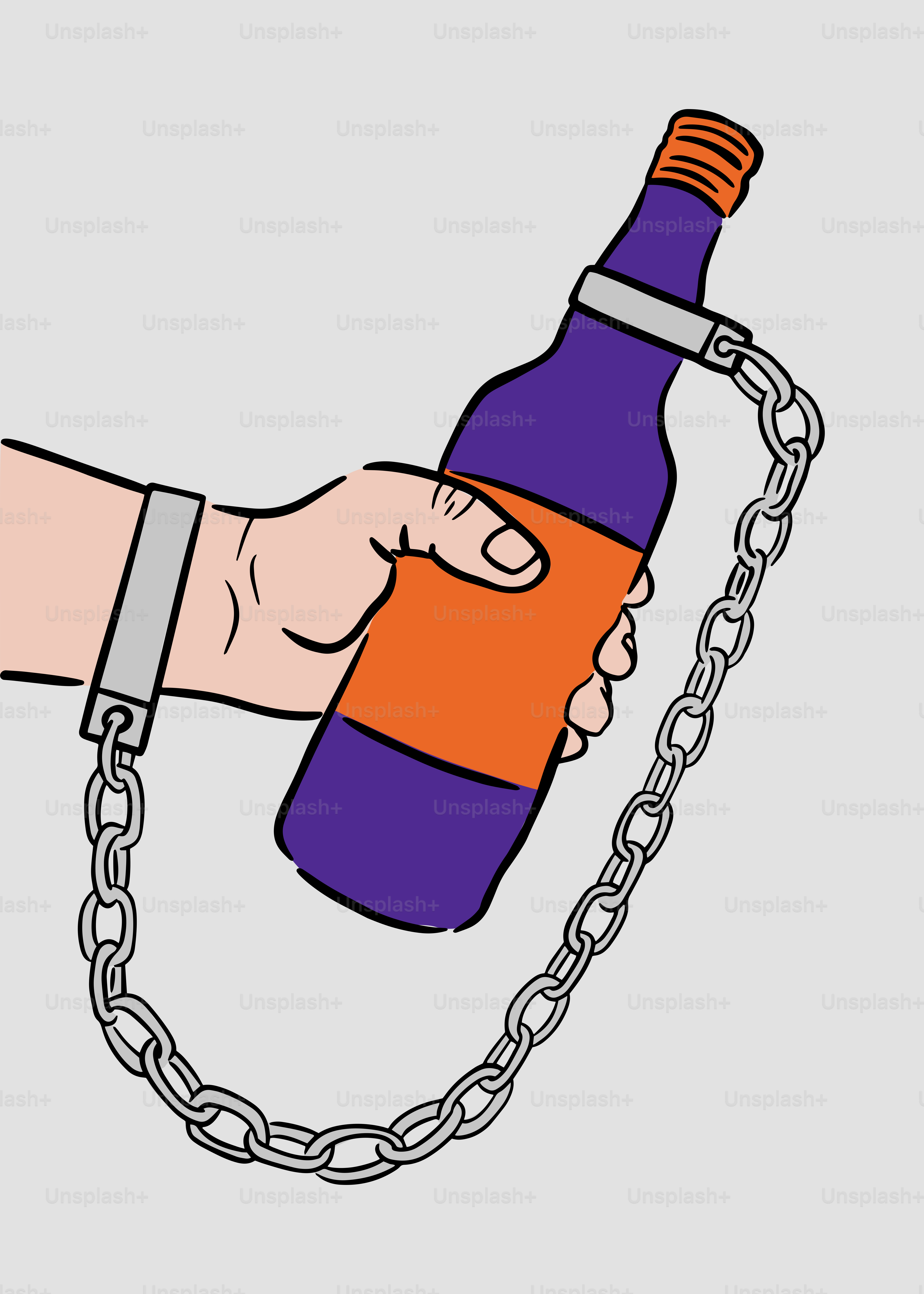 Alcohol addiction depicted as chained together. vector – Mental health ...