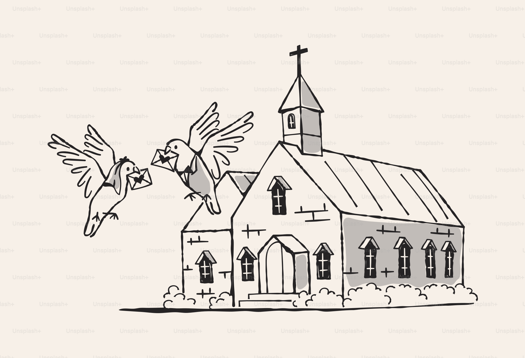 Birds carry letters near a church. vector – Wedding Image on Unsplash