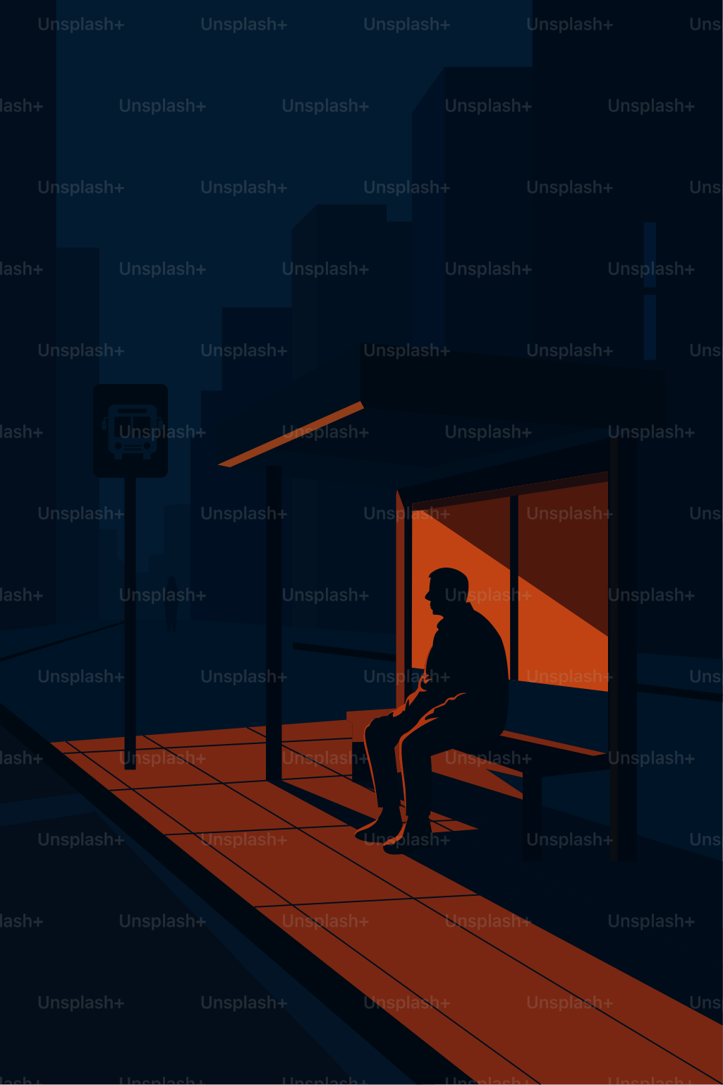 A lonely figure waits at the bus stop. vector – Travel Image on Unsplash