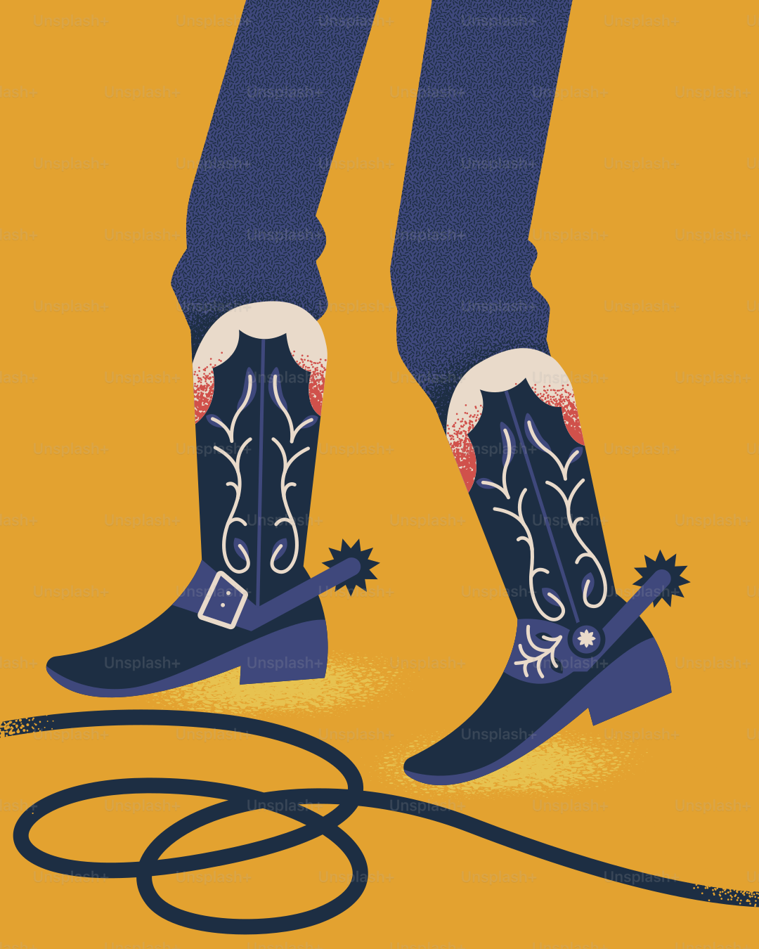Cowboy boots and a rope on a golden background. vector – Fashion Image ...