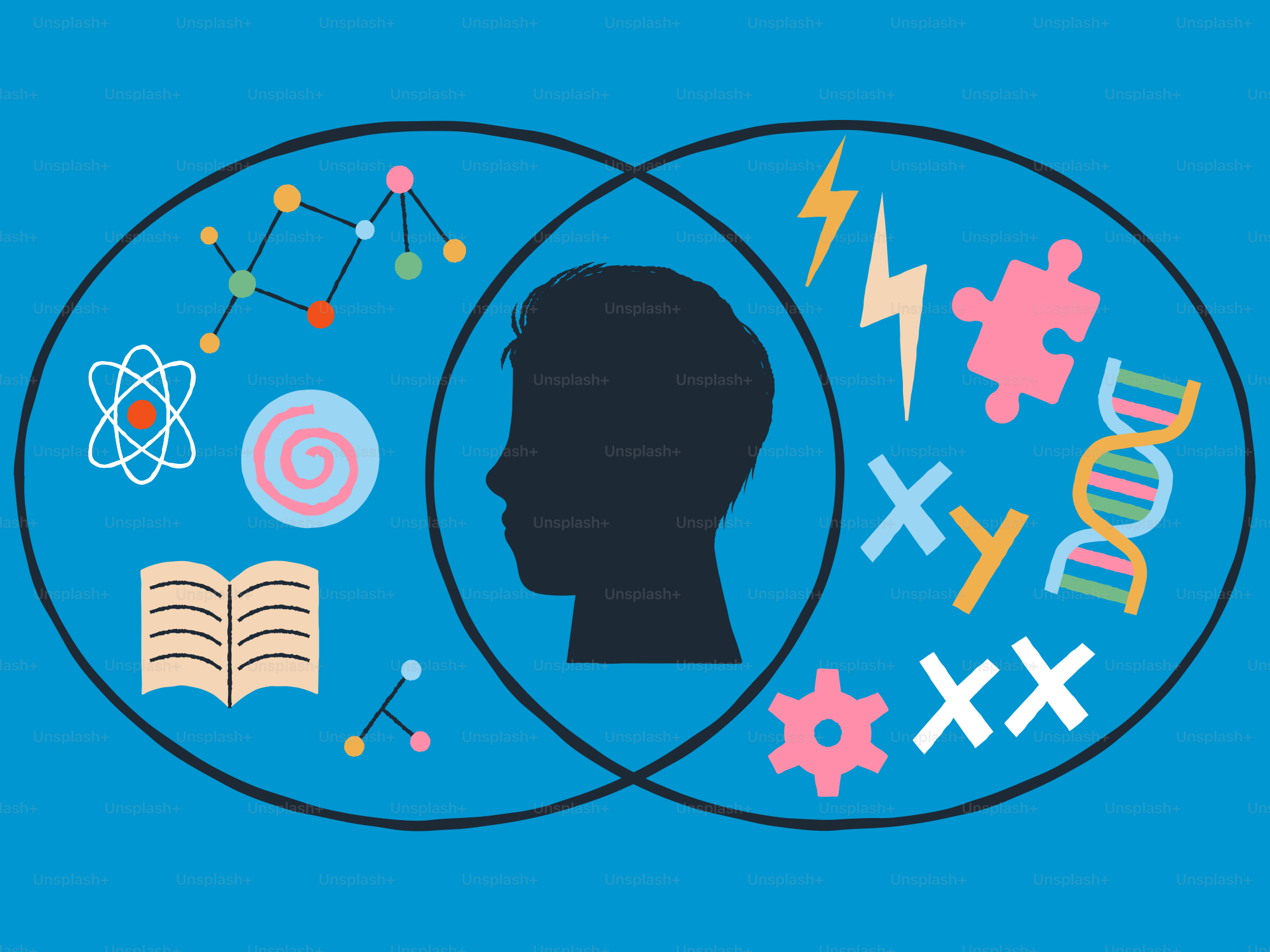 The brain influenced by science and genetics. vector – Illustration ...