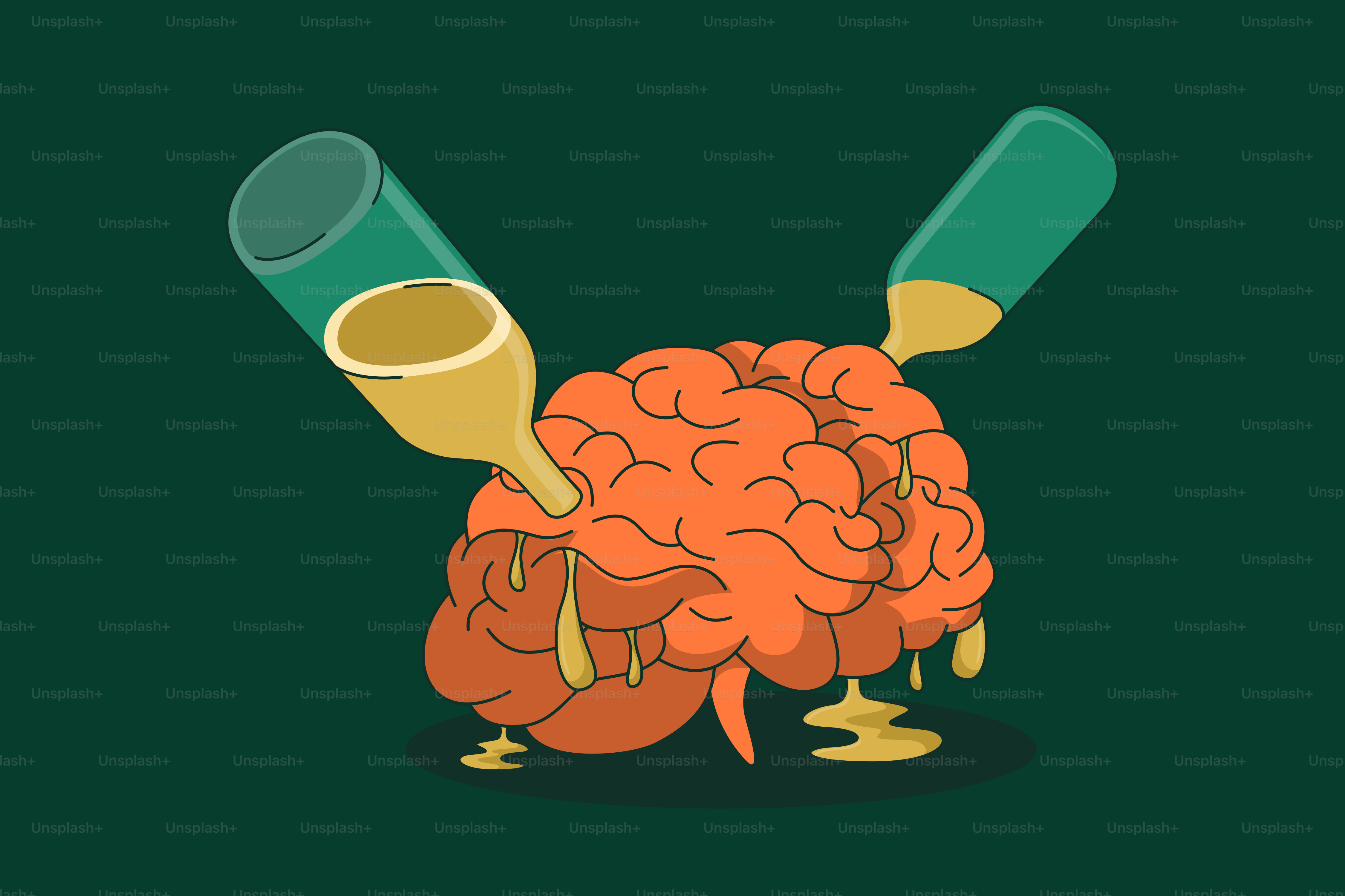 Alcohol is pouring into the brain. vector – Brain Image on Unsplash