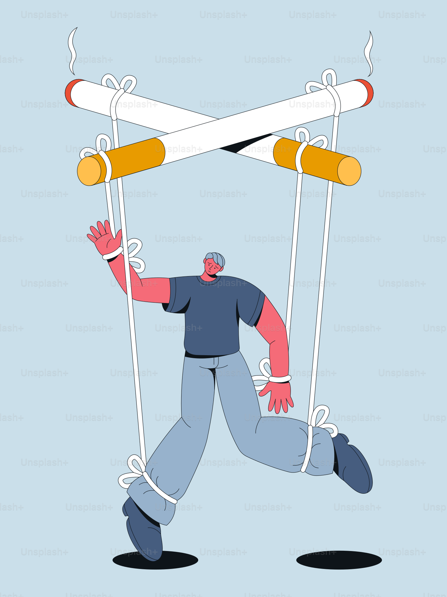Cigarettes control a man like a puppet. vector – Illustration Image on ...