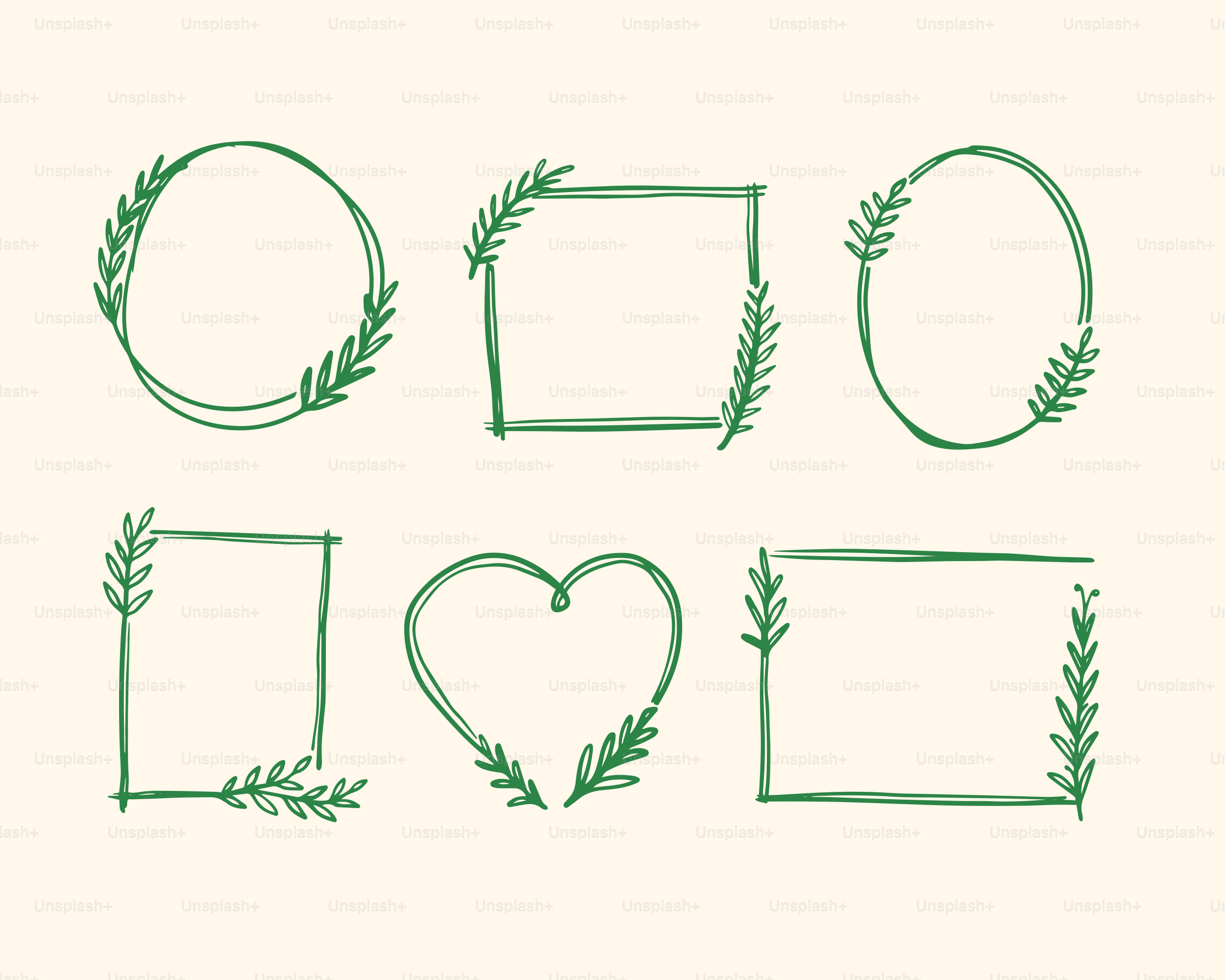 Here's a caption: various green frames with leafy accents. vector ...