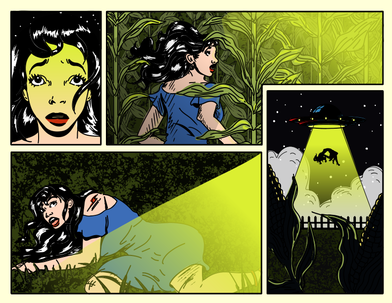 A woman is trapped and caught in the spotlight. vector – Horror Image ...