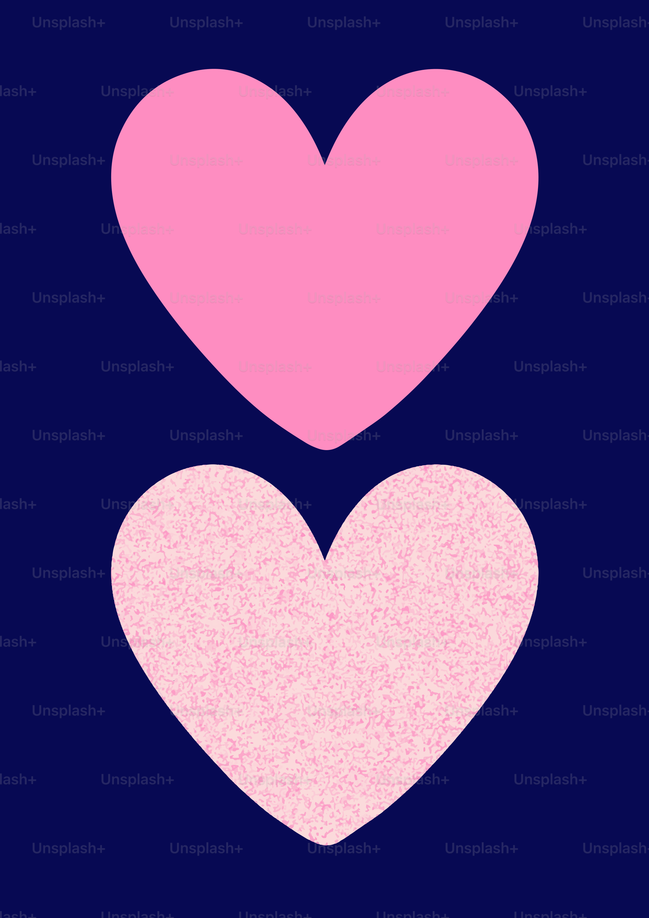 Dos corazones rosas sobre un fondo azul oscuro. vector – Imagen de ...