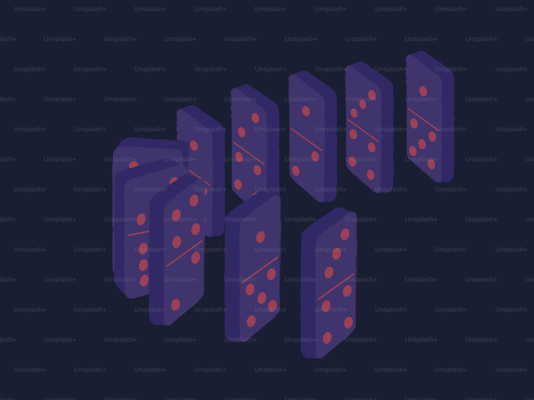 Dominos are set up in a chain reaction. vector – Illustration Image on ...