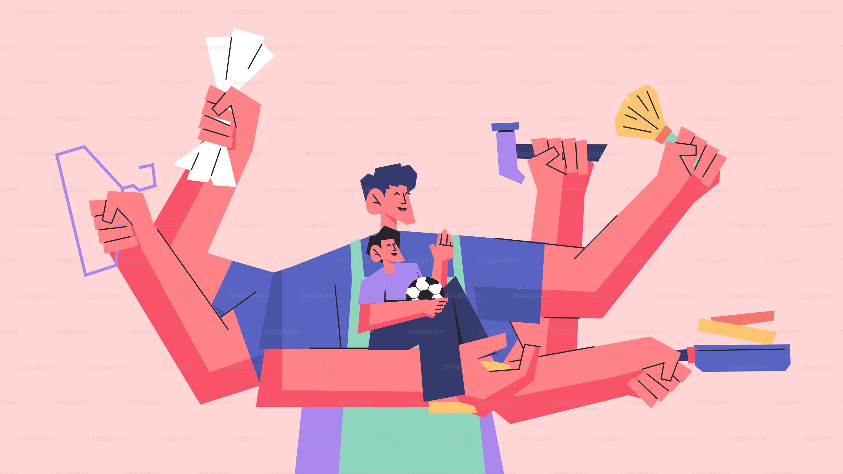 A super dad multitasking many tasks. vector – Family Image on Unsplash