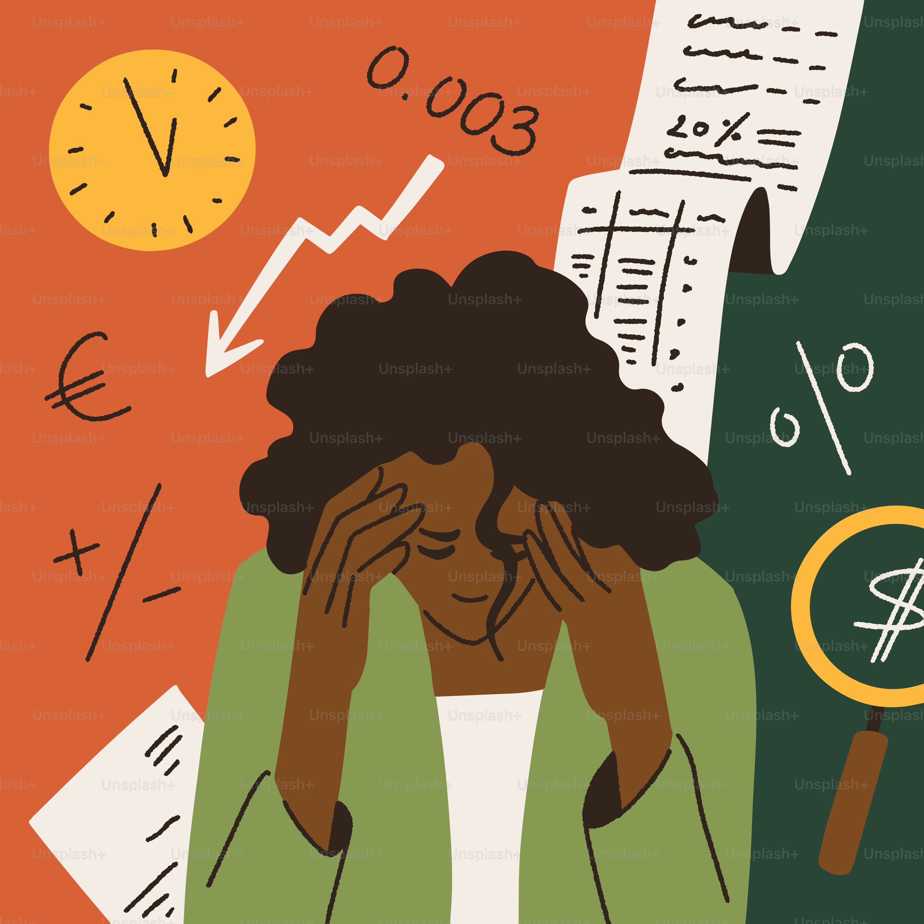 Financial stress is overwhelming this person. vector – Money Image on ...