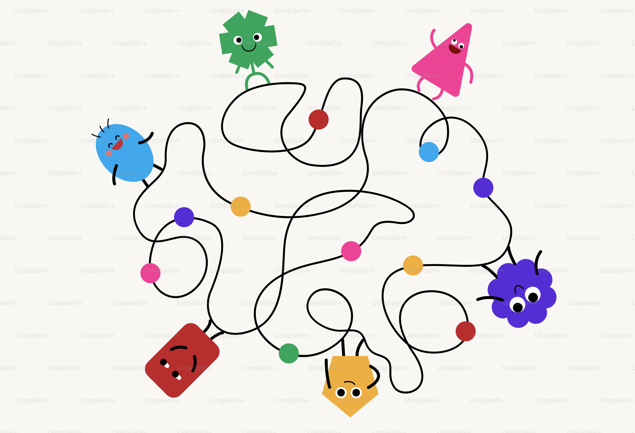 Vektor Bentuk dan sosok bermain di labirin yang rumit. – Gambar ...