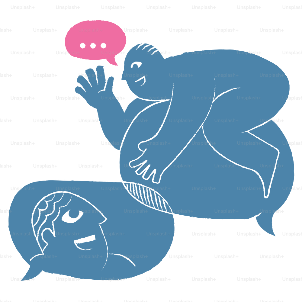 Two people communicate through speech bubbles. vector – Illustration ...