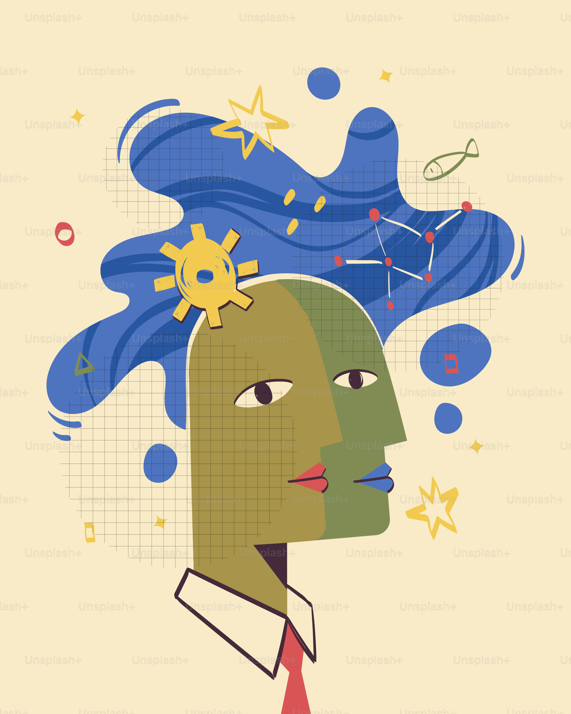 Thought process and ideas illustrated in artistic form. vector – People ...