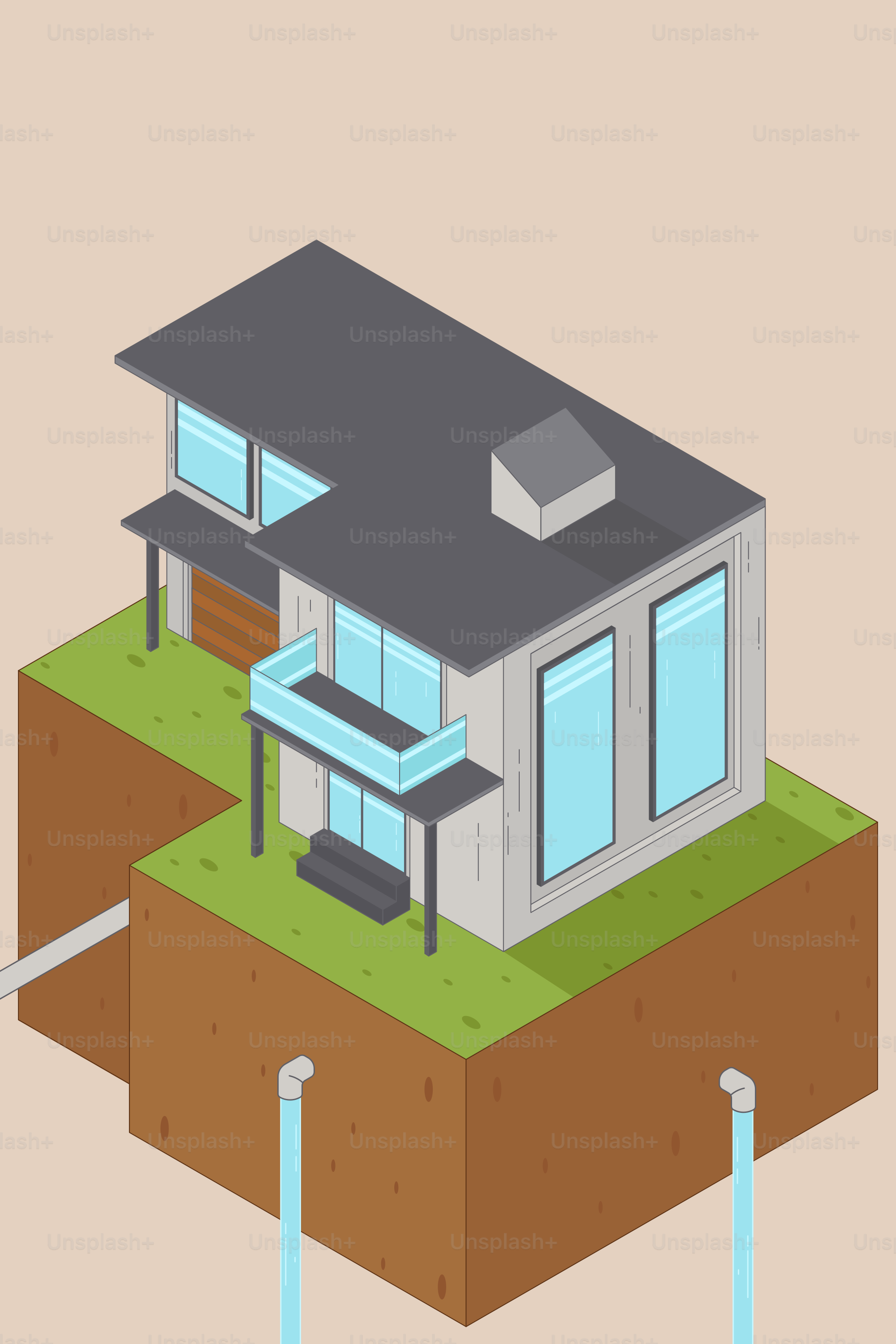 Una casa moderna con una vista isométrica. vector – Imagen de Edificio ...