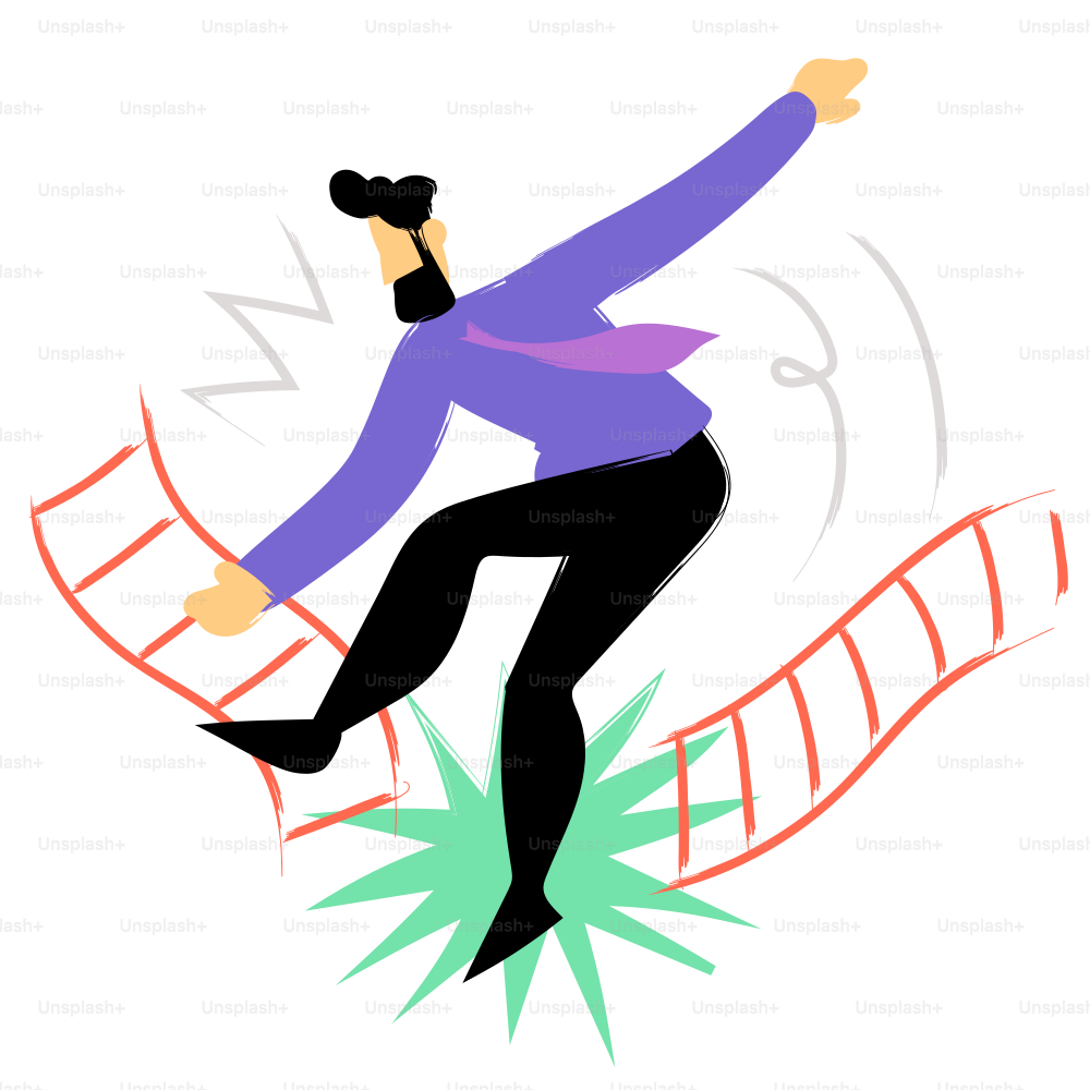 Vektor Manusia melompati rintangan dengan usaha. – Gambar Ilustrasi di ...